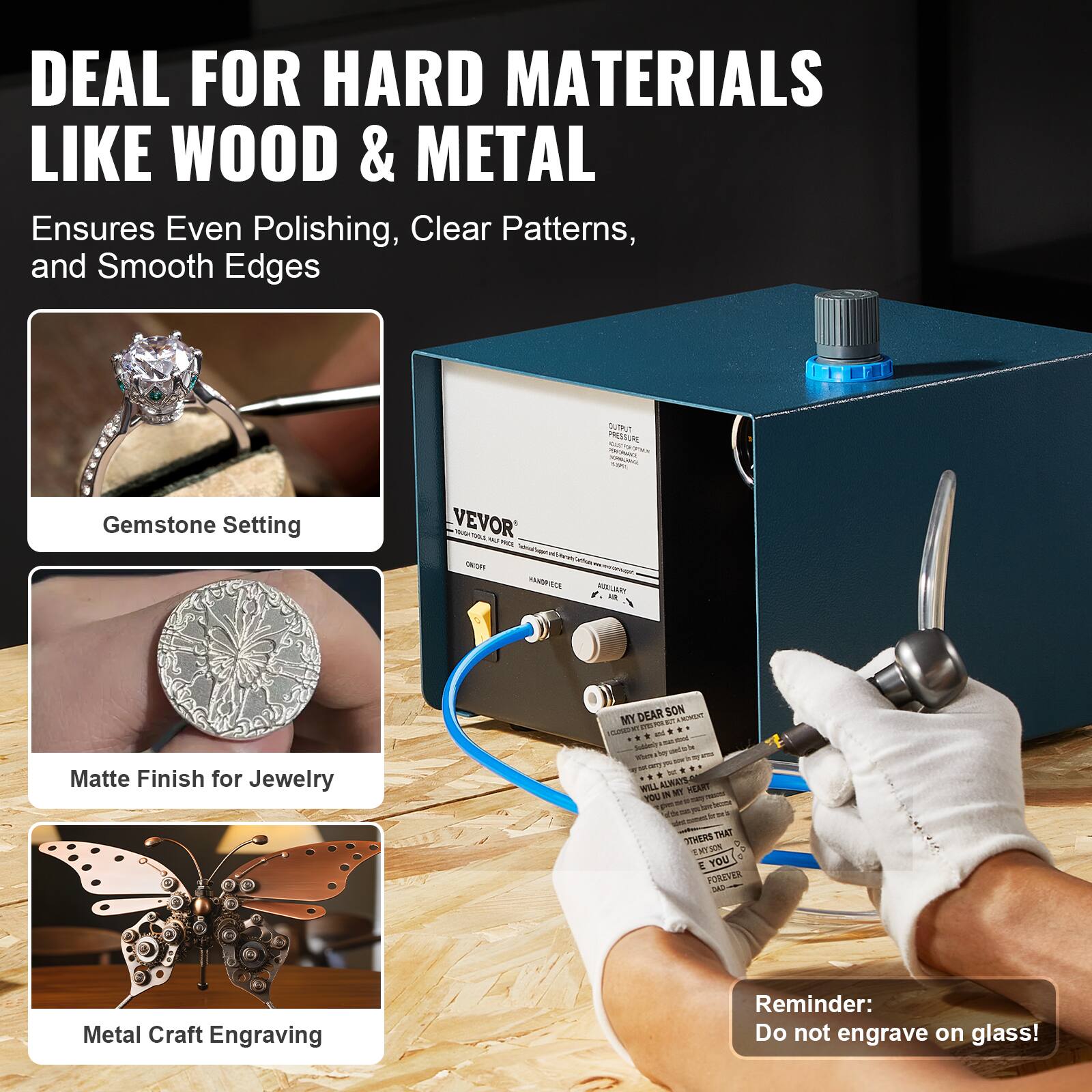 VEVOR Pneumatic Jewelry Engraver, 2800 RPM, 60W Single Head Pneumatic ...