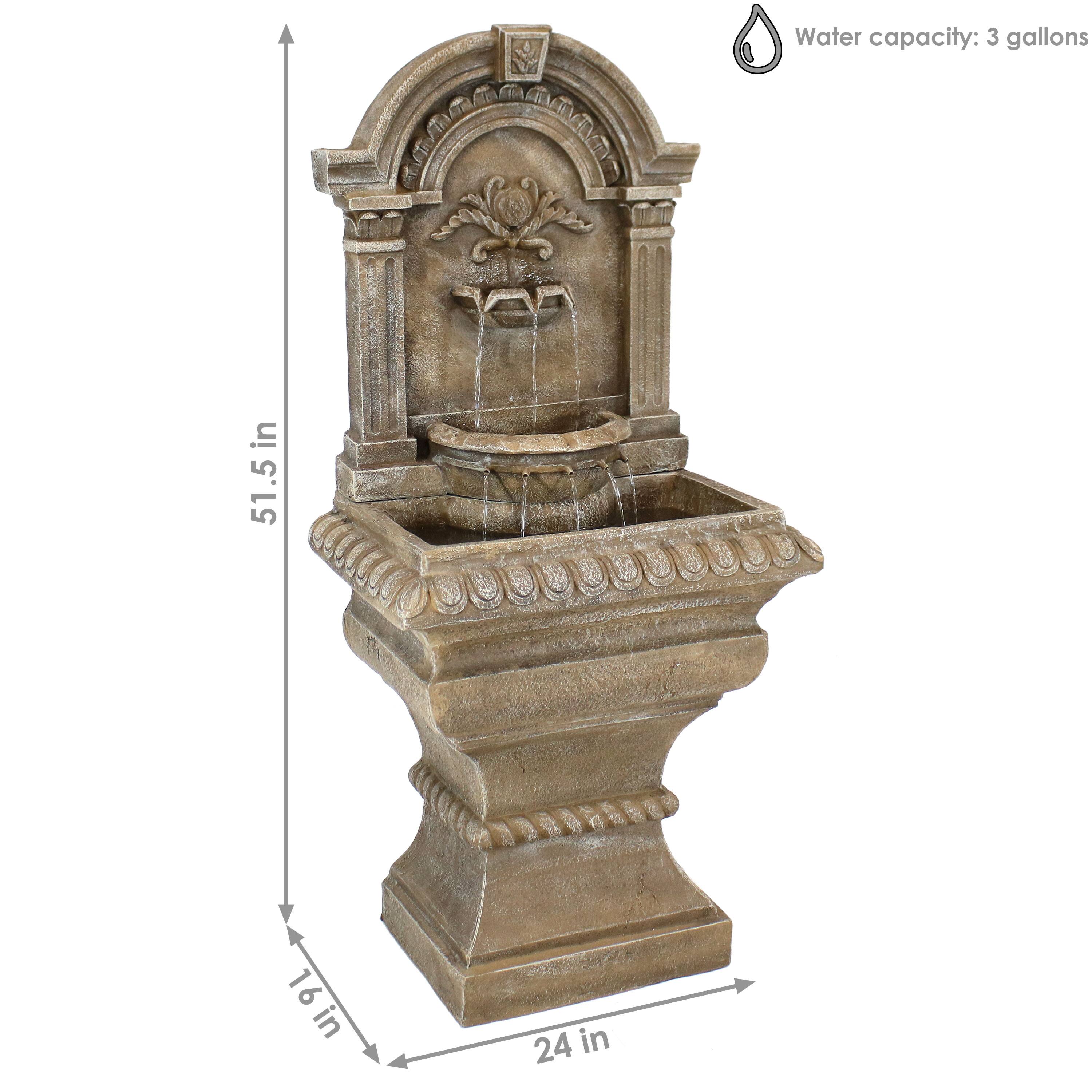 Sunnydaze Ornate Lavello Standing Outdoor Waterfall Fountain 51 in ...