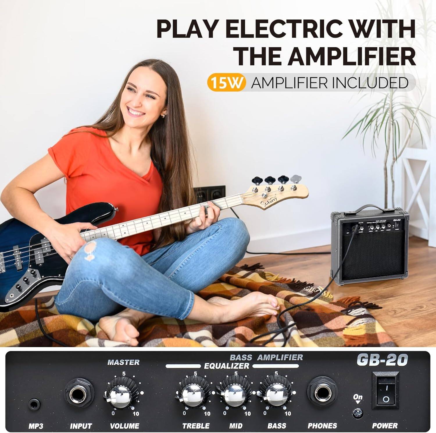 Winado Bass Guitar Full Size 4 String Exquisite Stylish Bass with ...