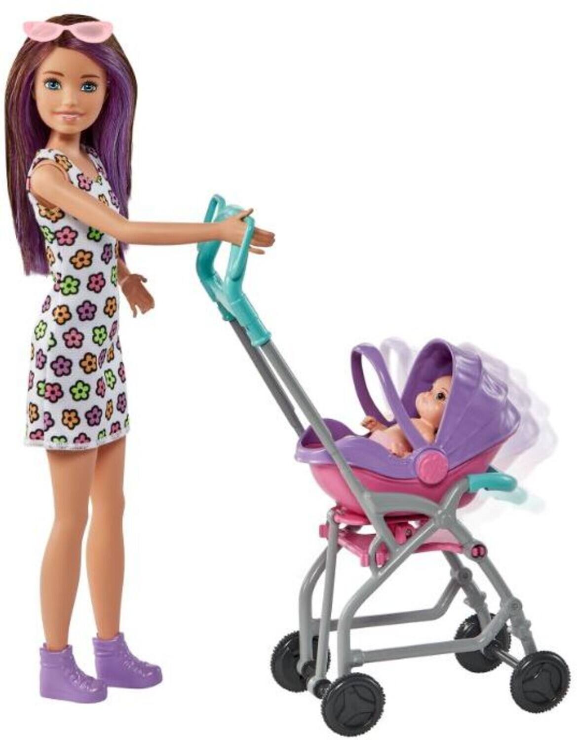 Mattel Barbie Skipper Babysitters Inc. Stroller Playset, Brunette and ...