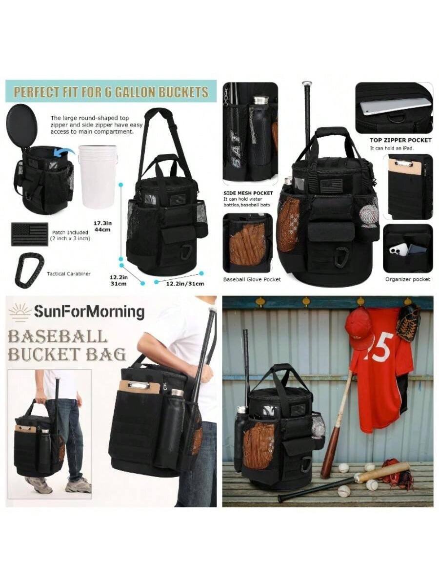 Live At Space Baseball Bucket Bag Coaching Accessories Organizer ...