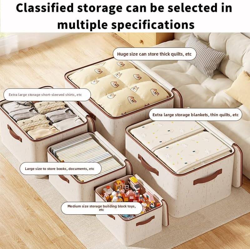 Auledio 1PC Rigid Storage Bins with Zipper Lid,Cotton Linen Storage ...