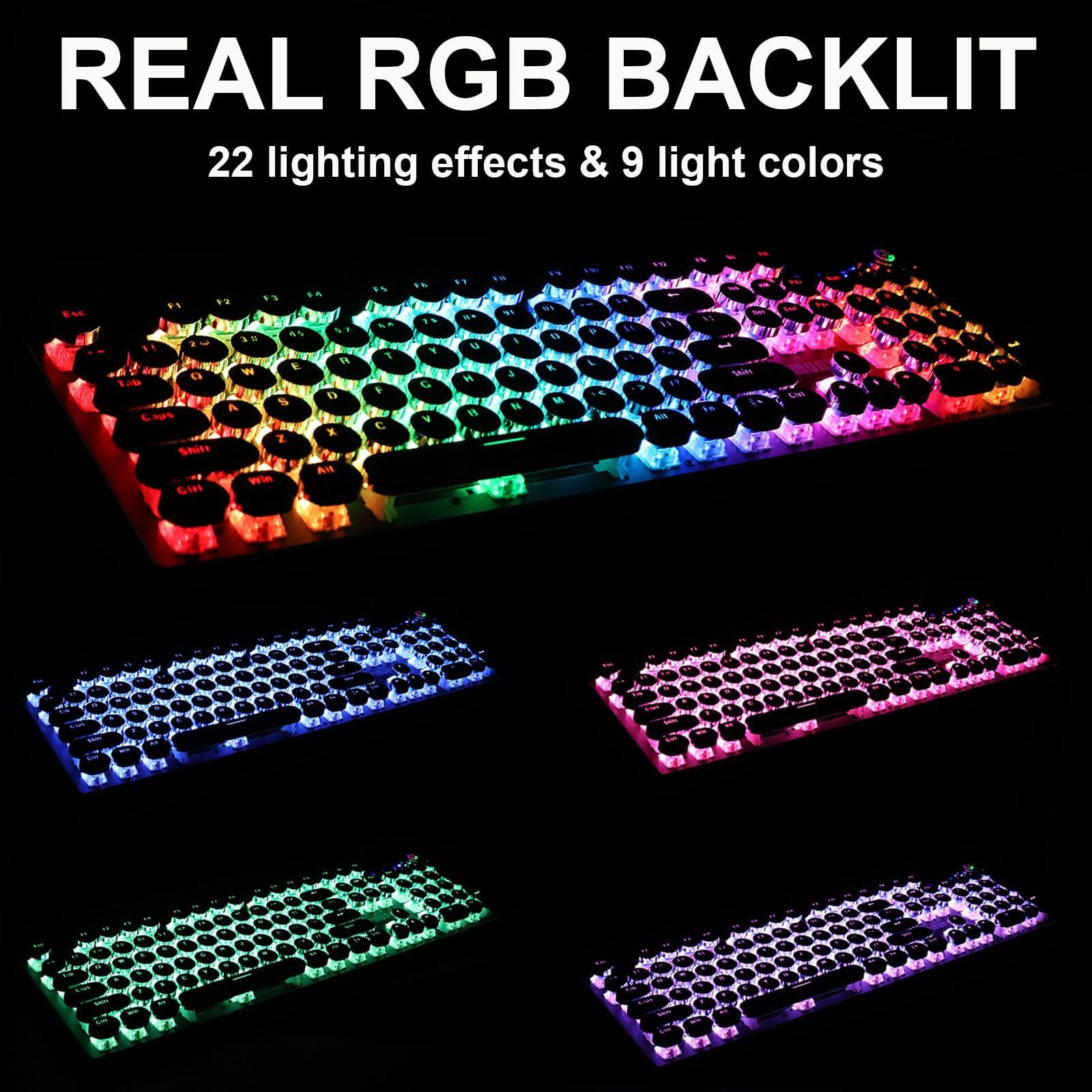 Stamp n Camp Typewriter Mechanical Gaming And Mouse Combo Rainbow Rgb ...