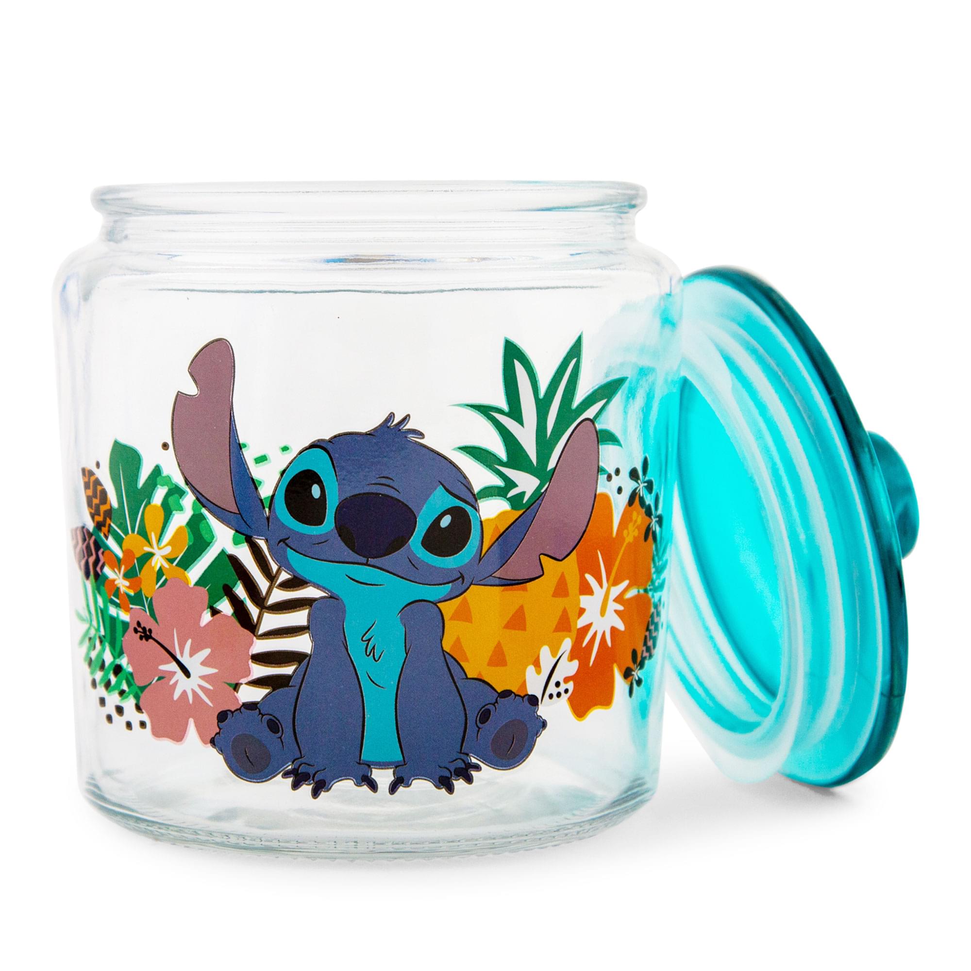 Disney Lilo & Stitch Glass Snack Jar Container With Lid | 6 Inches Tall ...