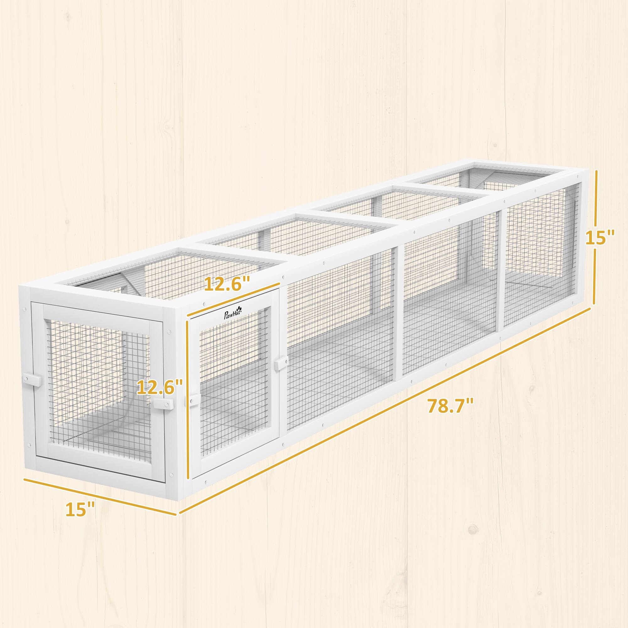 Pawhut Outdoor Extendable Cat Tunnel, 79" L Wooden Cat Run with Weather ...