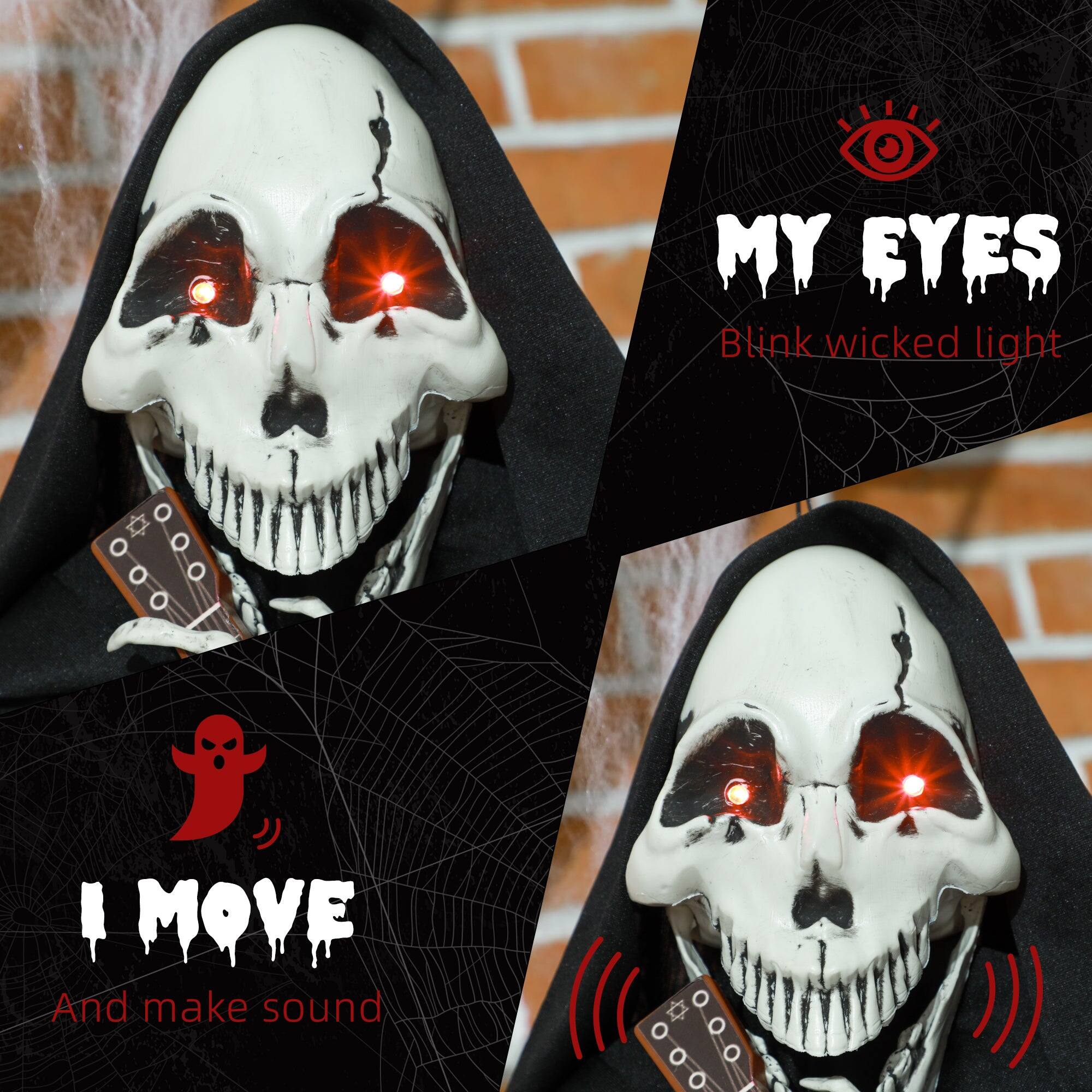 Boyel Living 4.3ft Halloween Animatronic Grim Reaper with Guitar Motion ...