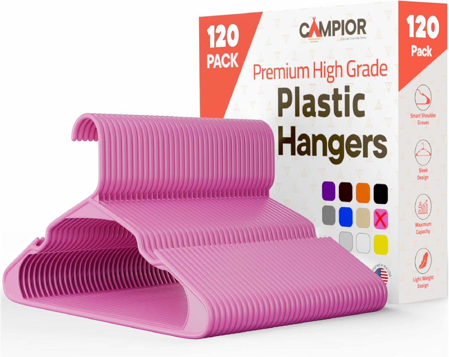 more. Campior - Plastic Hangers – 120-Pack, Heavy-Duty, Slim, Space ...