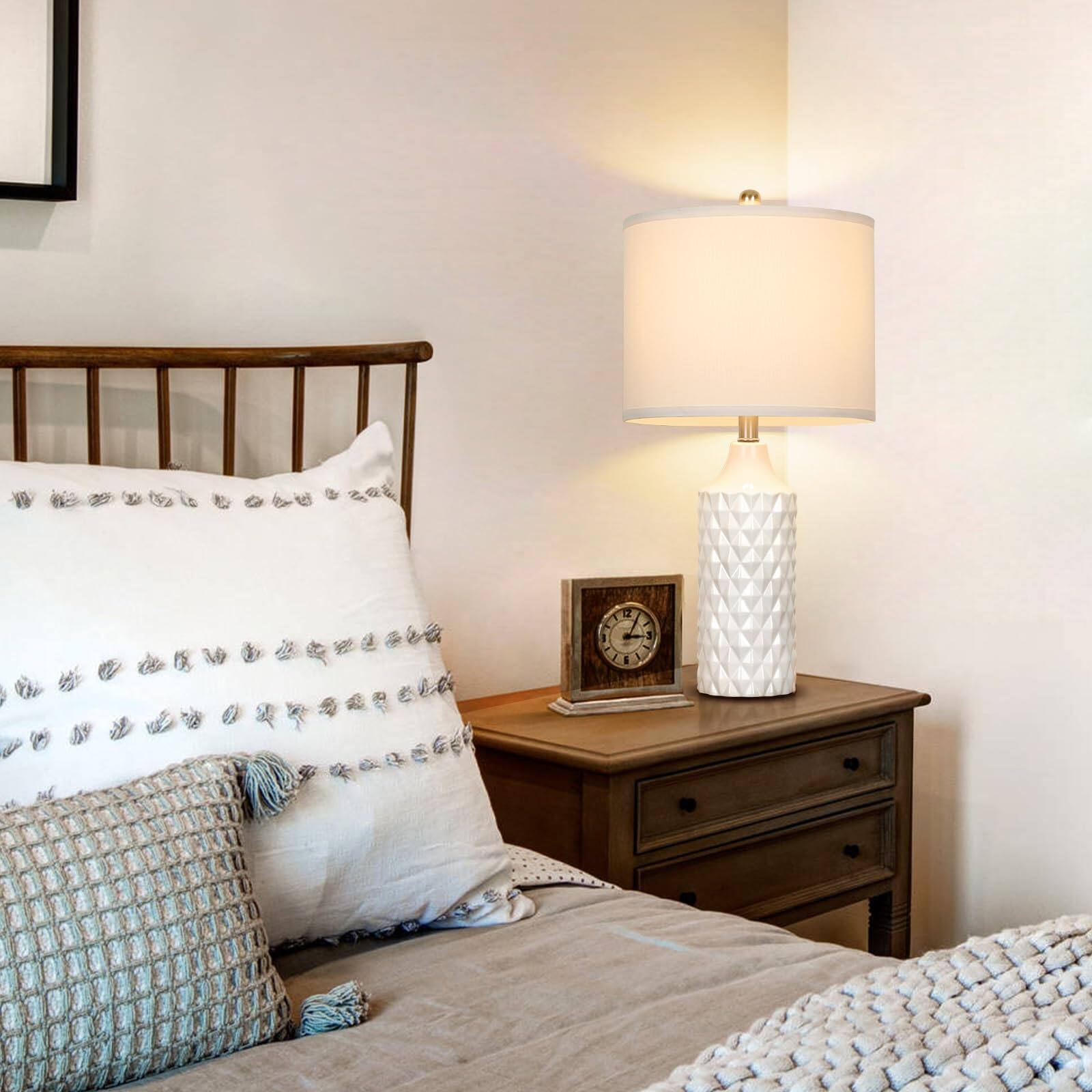 HM 1810 Ceramic Table Lamps Set Modern Bedside Nightstand Lamp Way ...