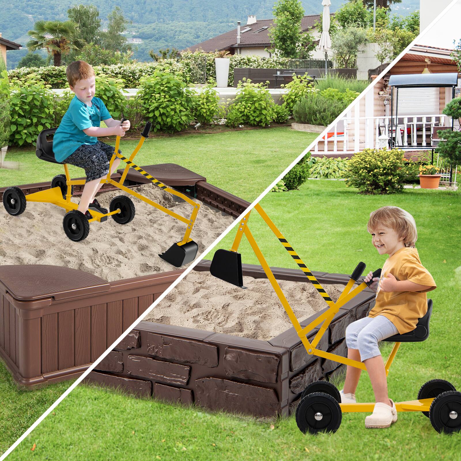 Gymax Sand Digger for Kids Sandbox Toy Digger w/ 2 Handed Controls ...