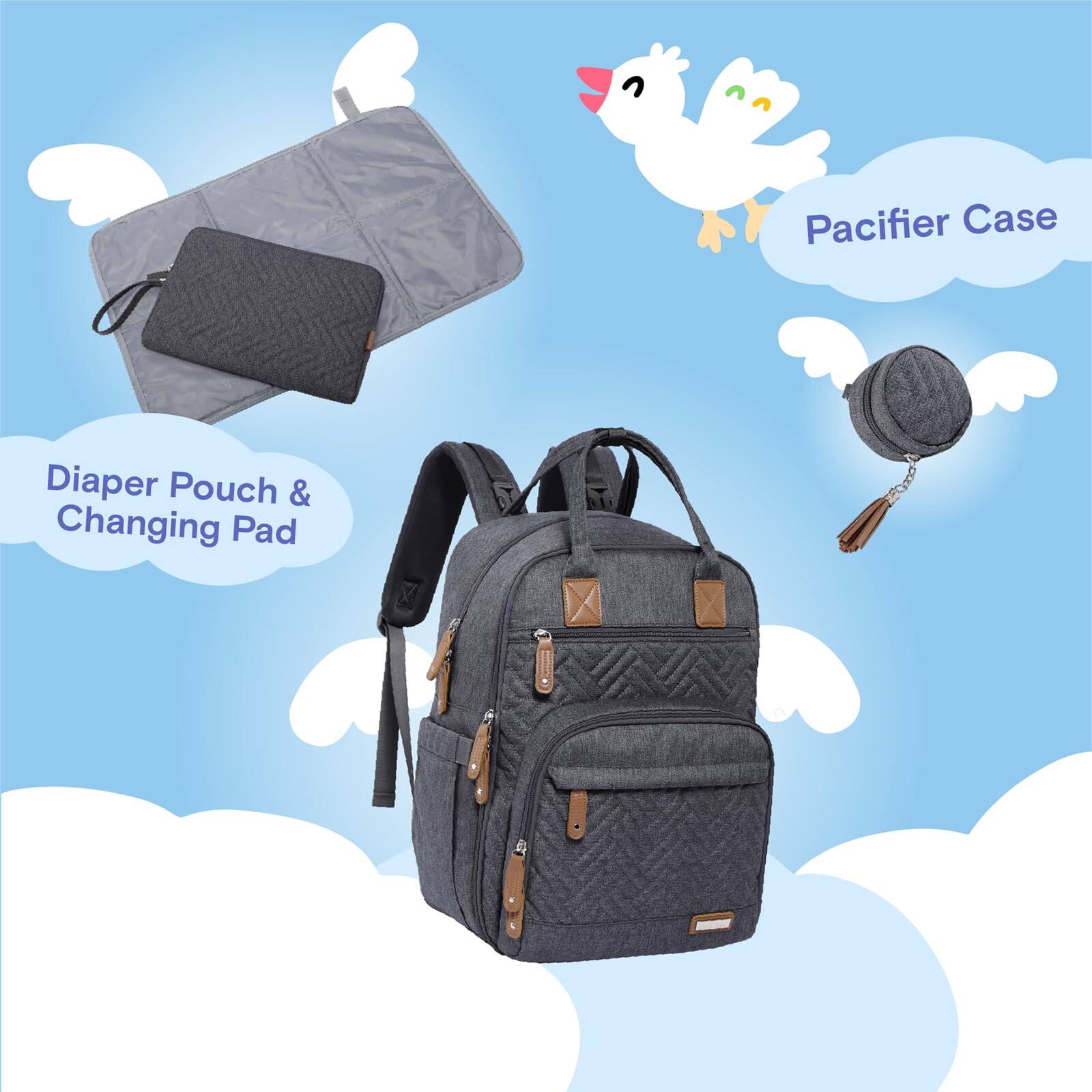 Stamp n Camp Diaper Bag Backpack 4 In 1 Kit Large Unisex Bags For ...