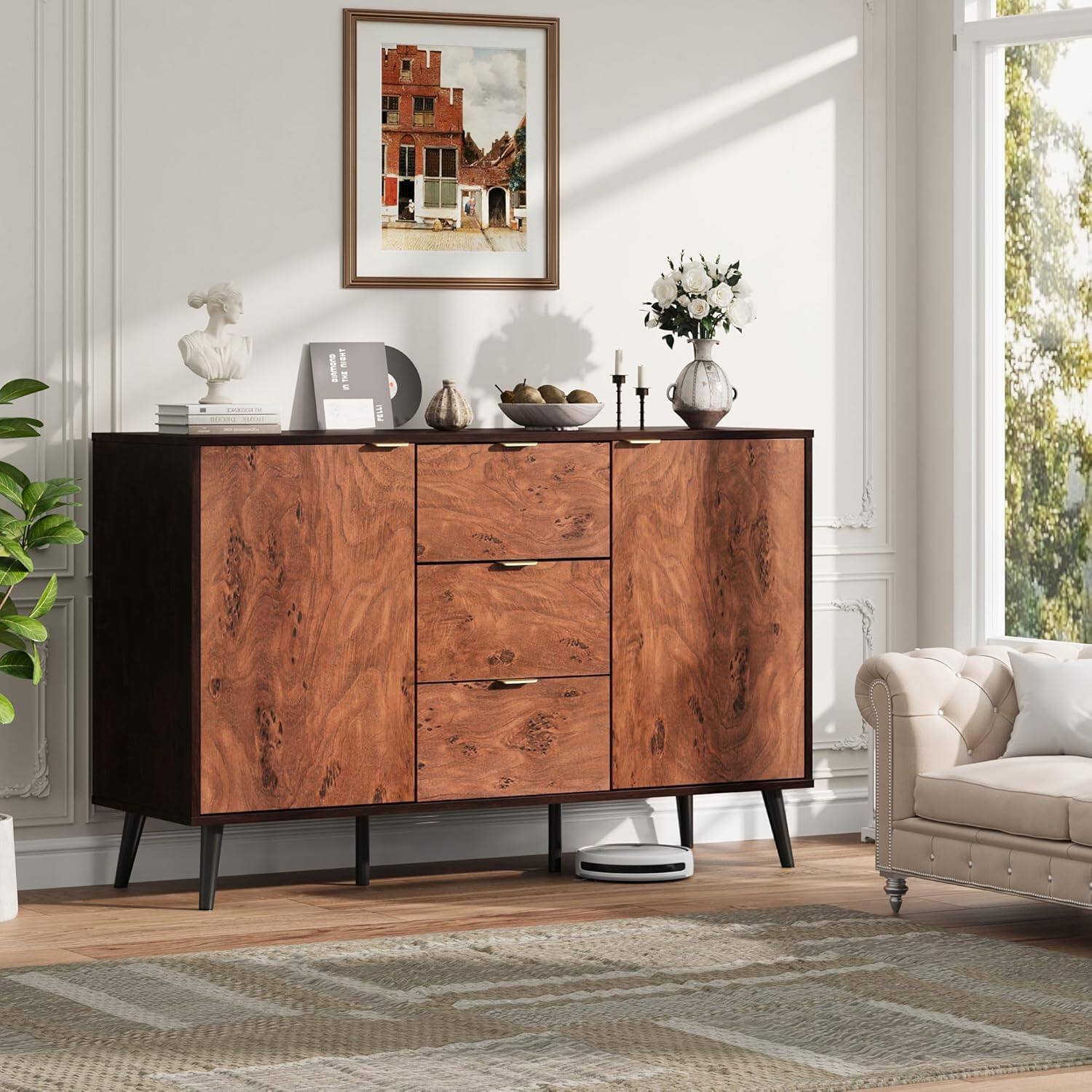 Babevy 51 Inch Farmhouse Sideboard Buffet Cabinet with Storage, Rustic ...