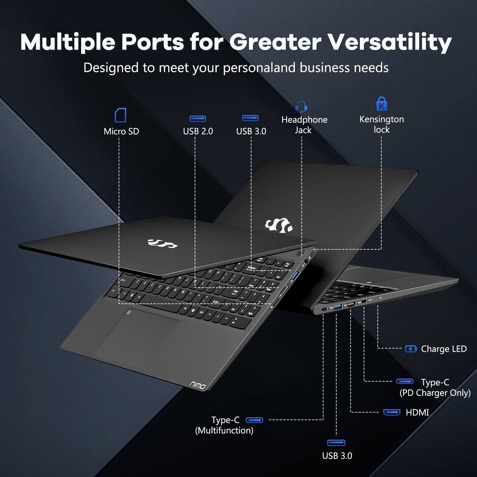 NIMO 15.6" FHD IPS Laptop, 8 Cores Intel i5 12450H 32GB RAM 1TB SSD ...