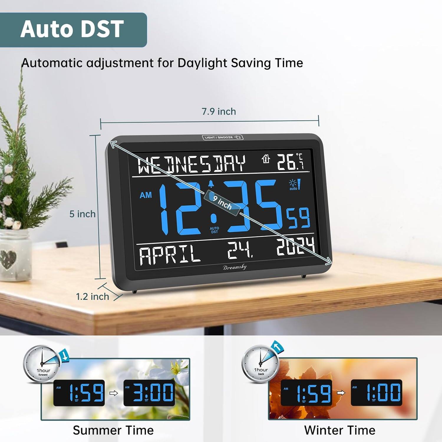 Dazzed Corner Digital C,Electric Desk Clock for Seniors Elderly, USB ...