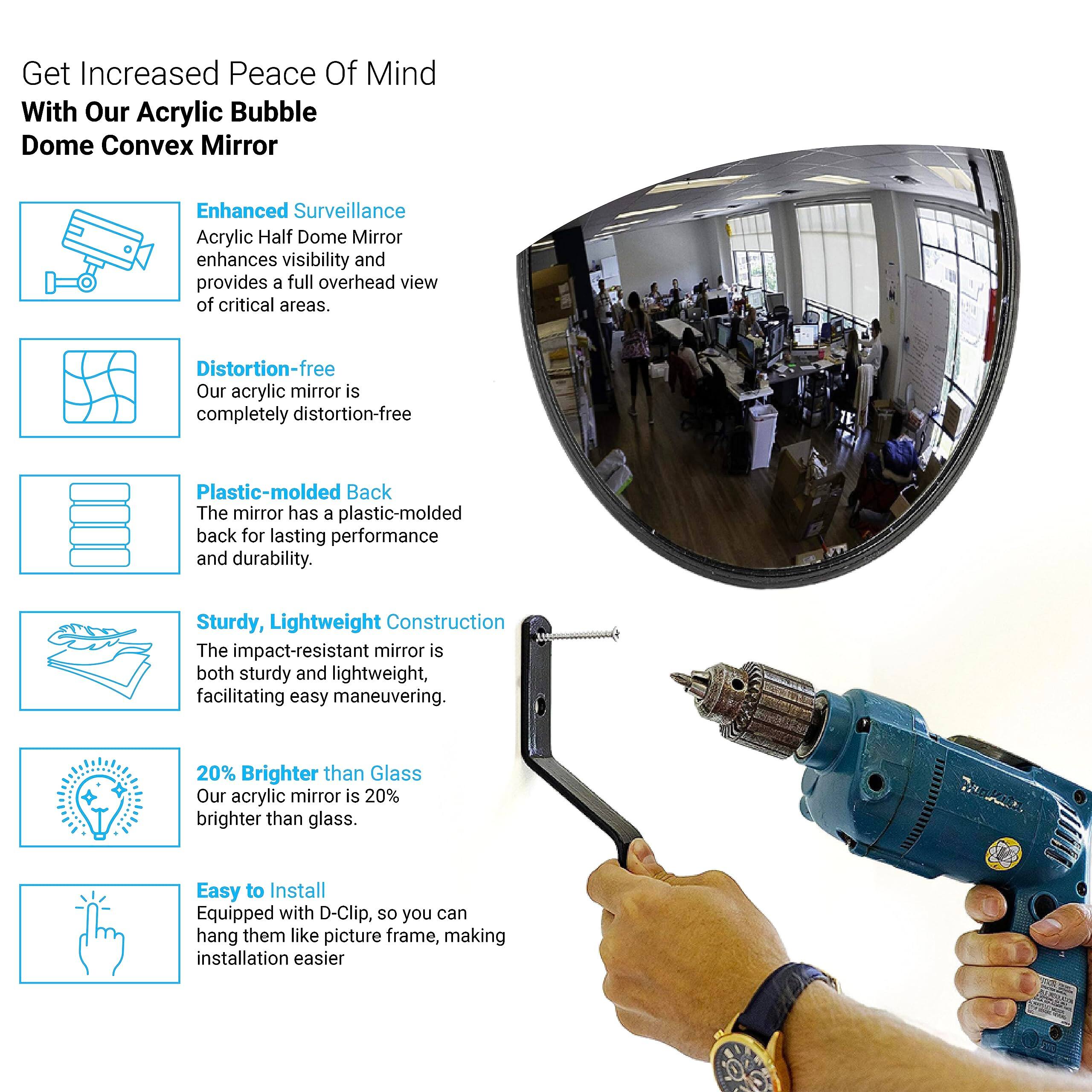 Live At Space 18" Bubble Half Dome Mirror With Black Rim Round Indoor ...