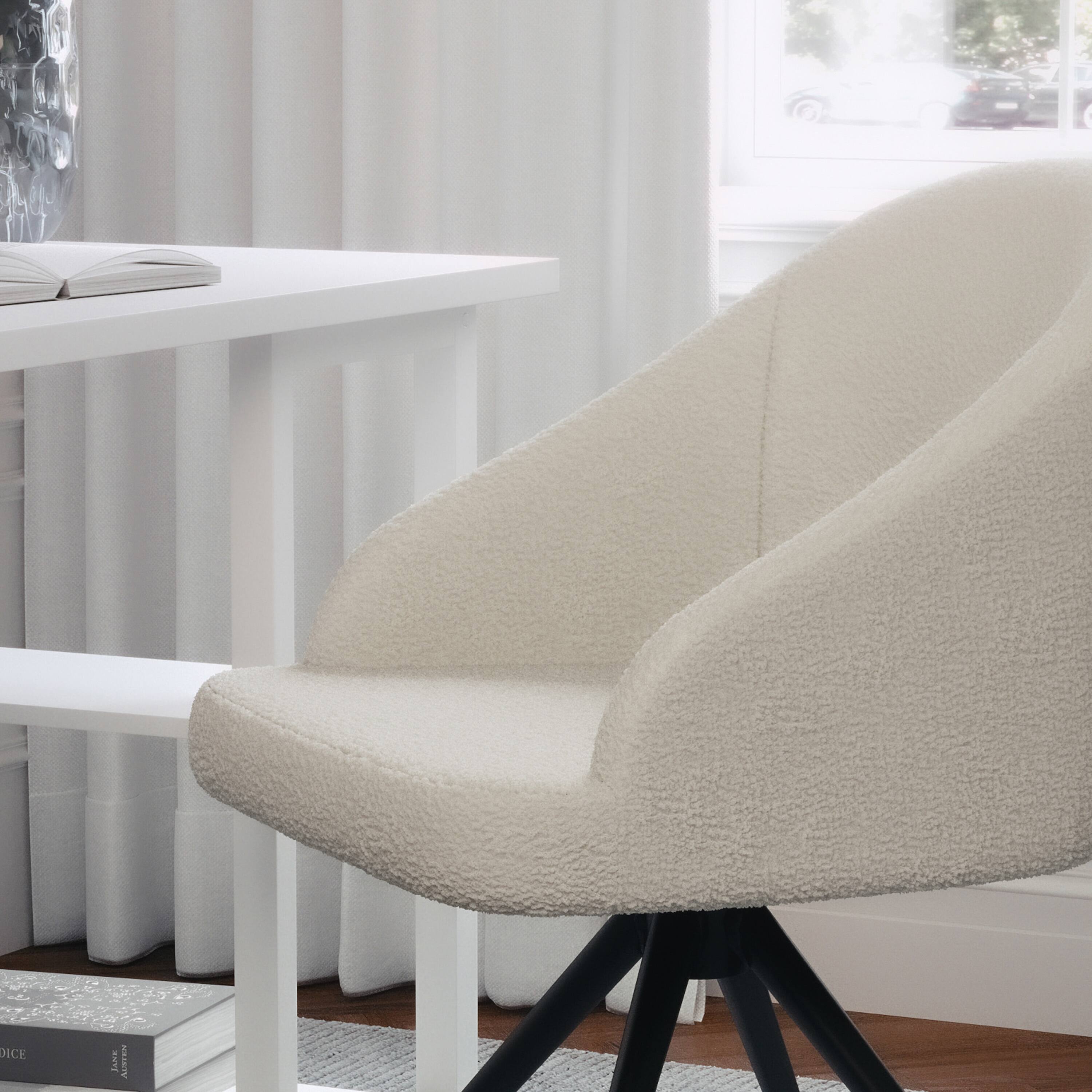 Martha Stewart Sora Boucle Upholstered Office Chair White Boucle/Oil ...