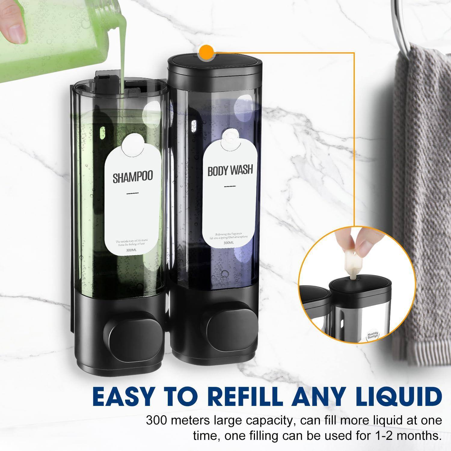 Dapper Styles 2 ch Shampoo And Conditioner Dispenser Shower Soap 2 Ch ...