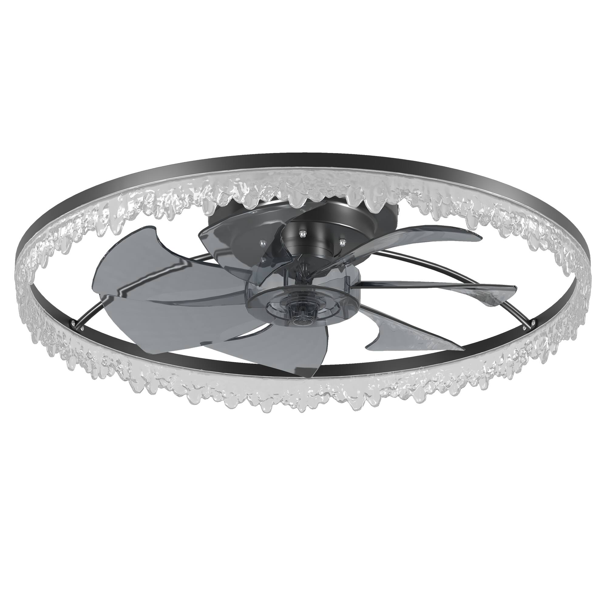 APRILSOUL Luxury Crystal Ceiling Fan 24 inch LED Chandelier 5 Blades ...