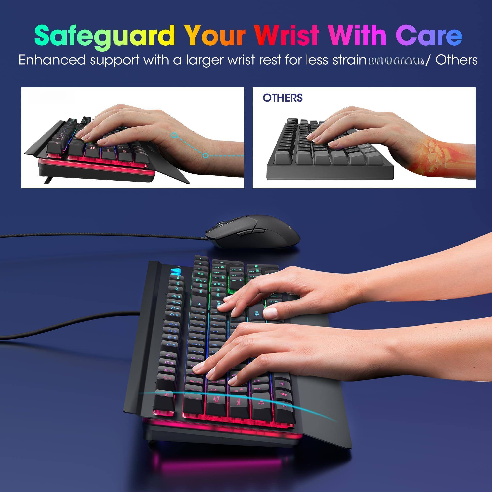Comfort Essence Wired Gaming And Mouse Combo Rainbow Backlit Quiet ...