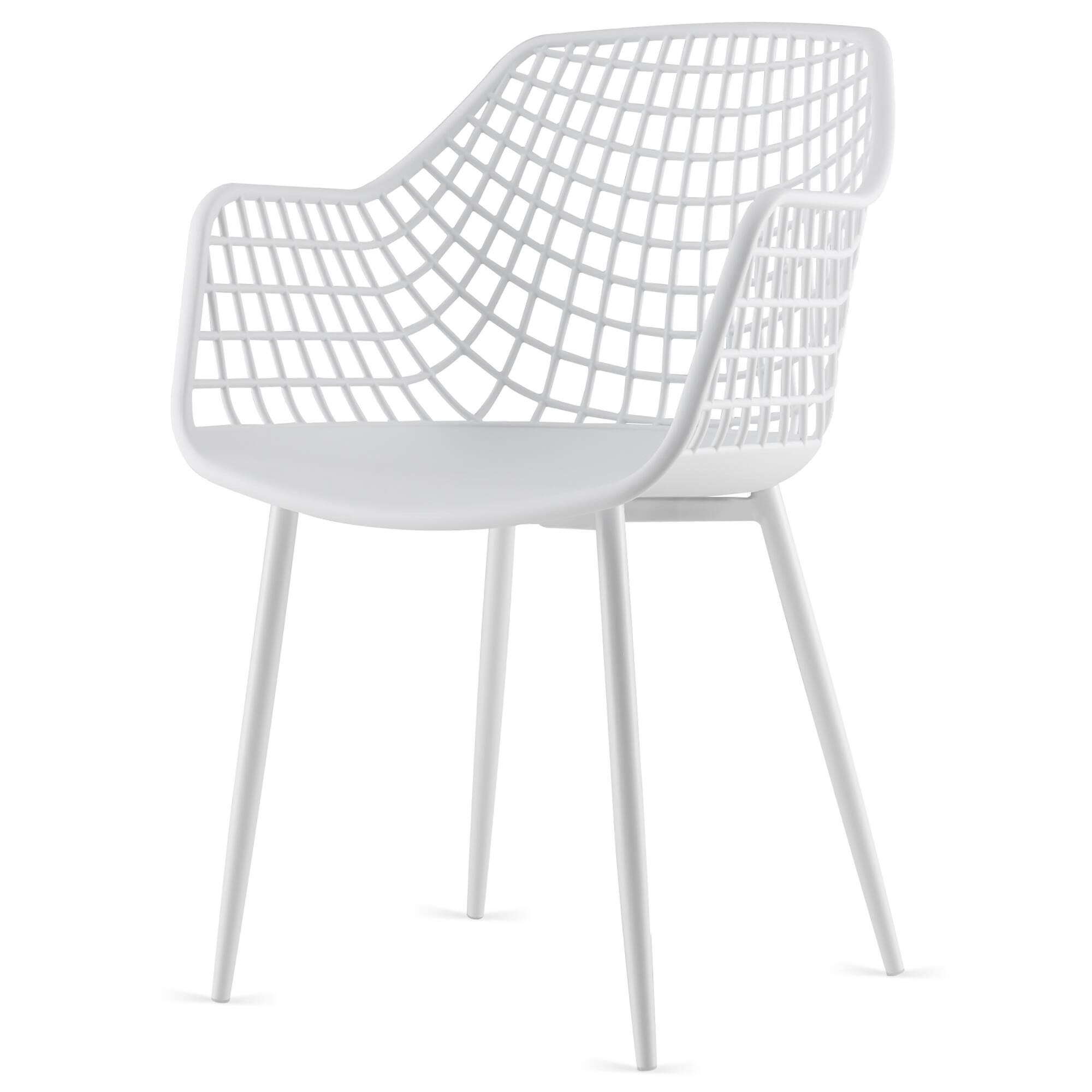 Costway Dining Chair Set of 4 Plastic Shell Hollow with Metal Legs ...