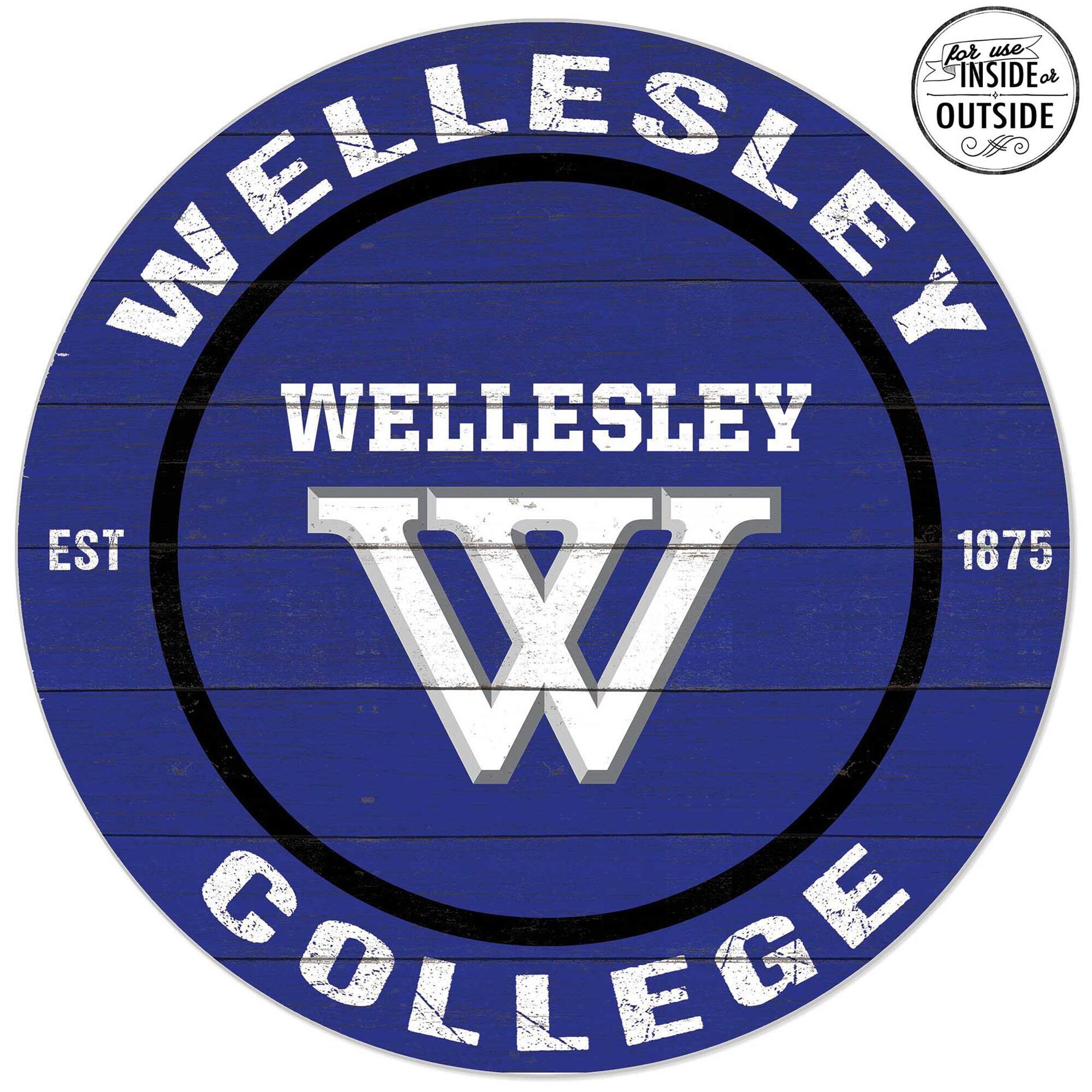 Jardine Wellesley 20'' x 20'' Indoor/Outdoor Weathered Circle Sign Blue ...