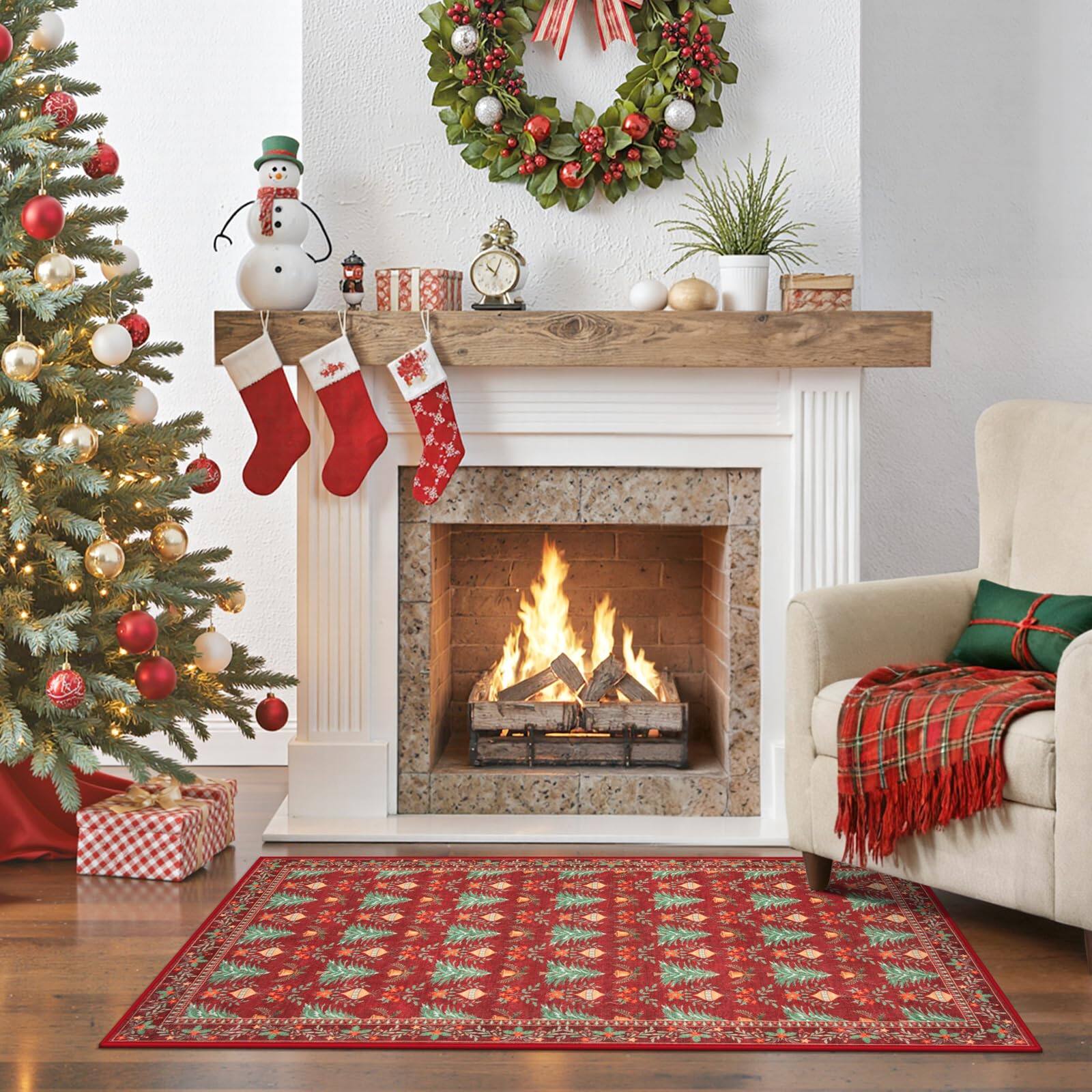 Paradigms Interiors Christmas Runner Rug Washable Runners For Hallways ...