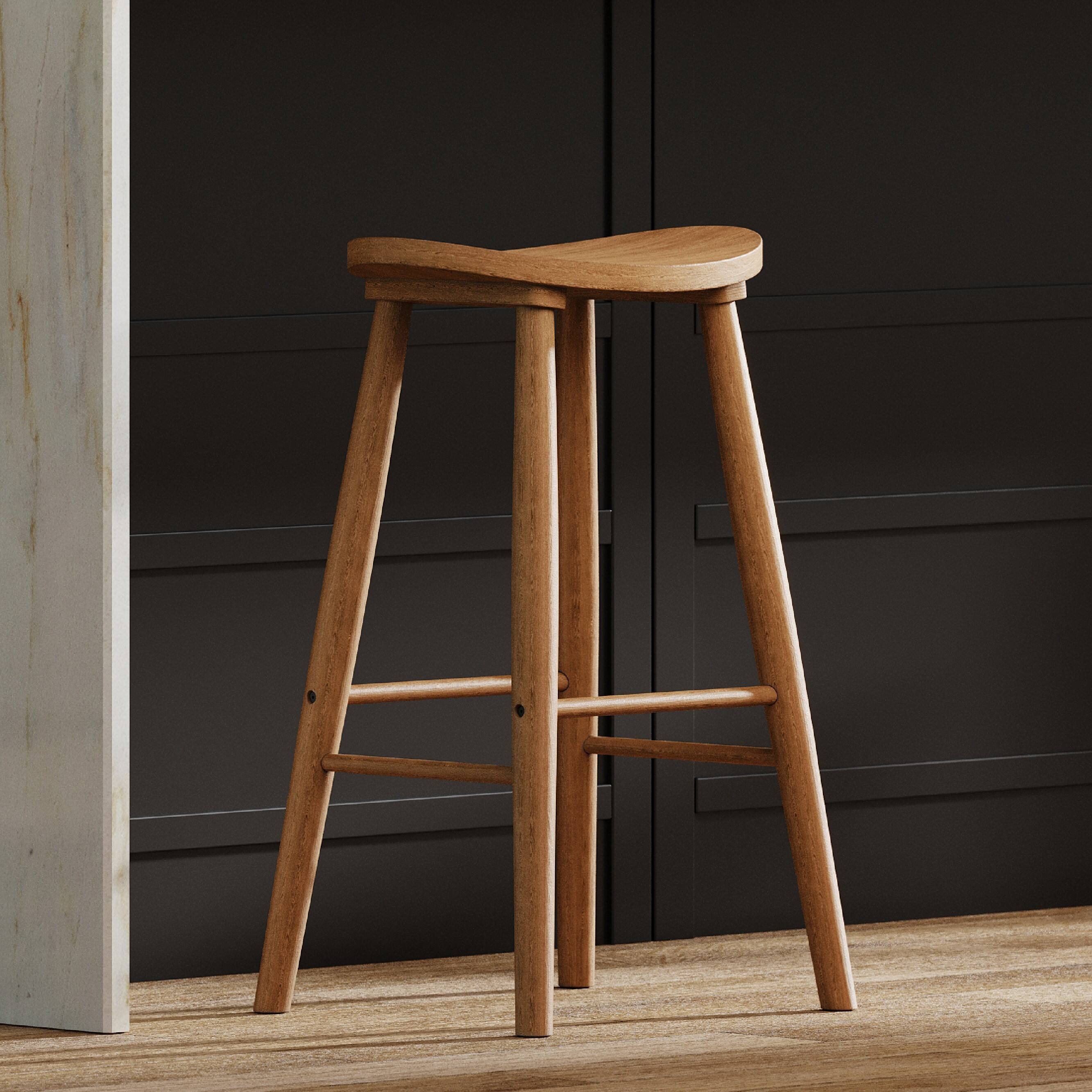 Maven Lane 30" Luna Bar Stool In Wood Finish Rustic Natural ML151302 ...