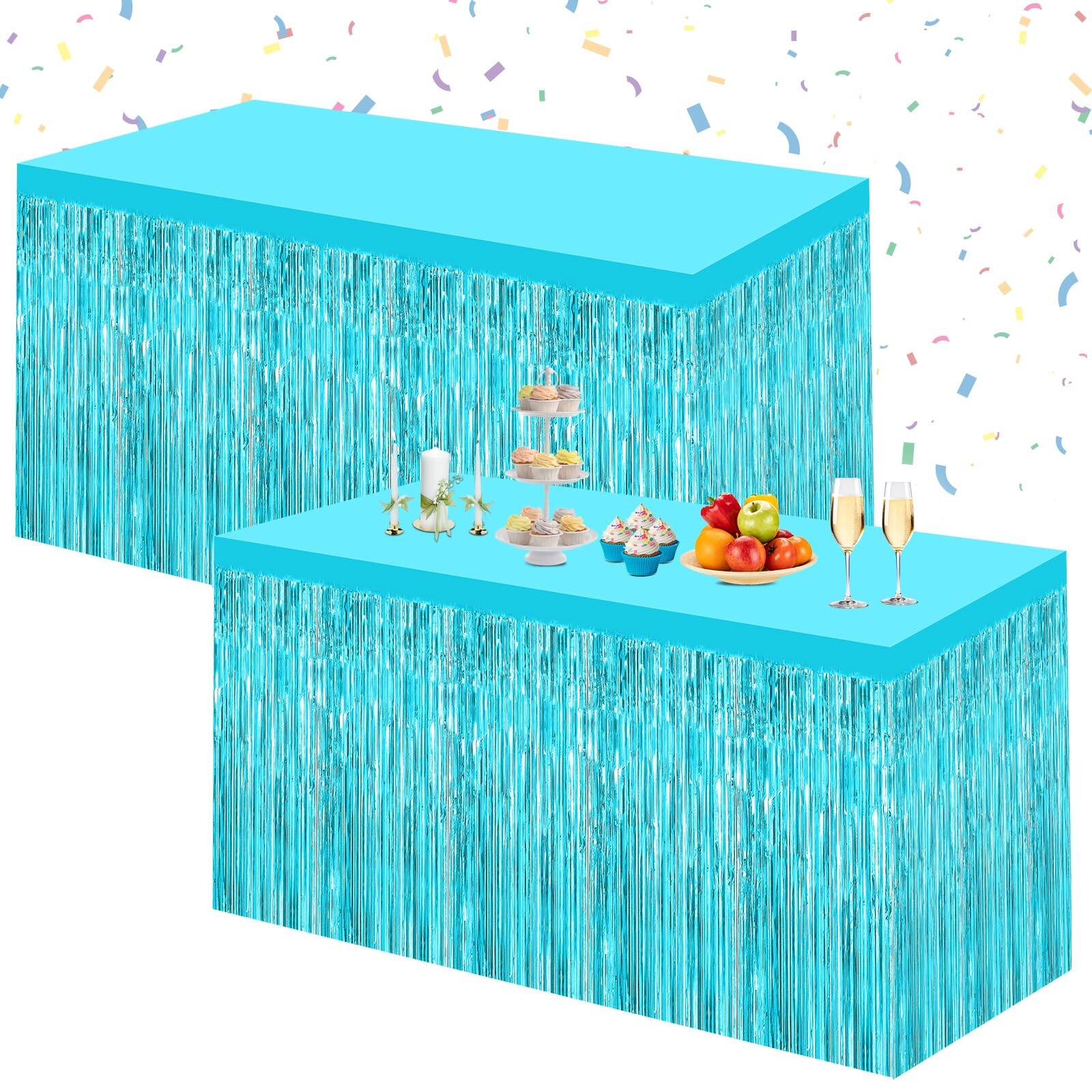 Dapper Styles 29. Inch Light Foil Fringe Tinsel Table Skirts Disposable ...