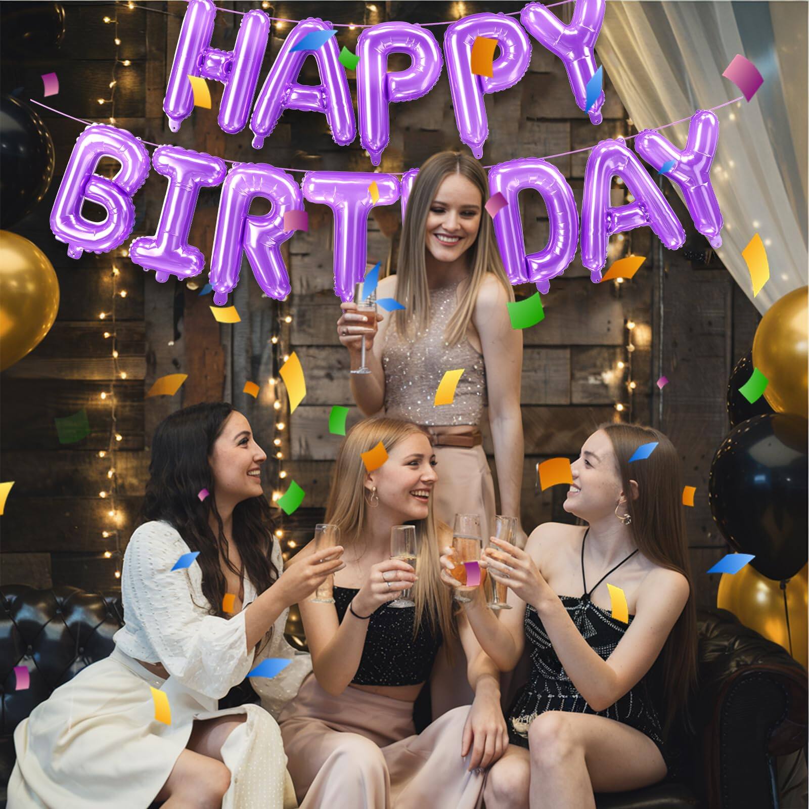 Stylel Star Crystal Bright Purple Happy Birthday Balloons Banner 16 ...