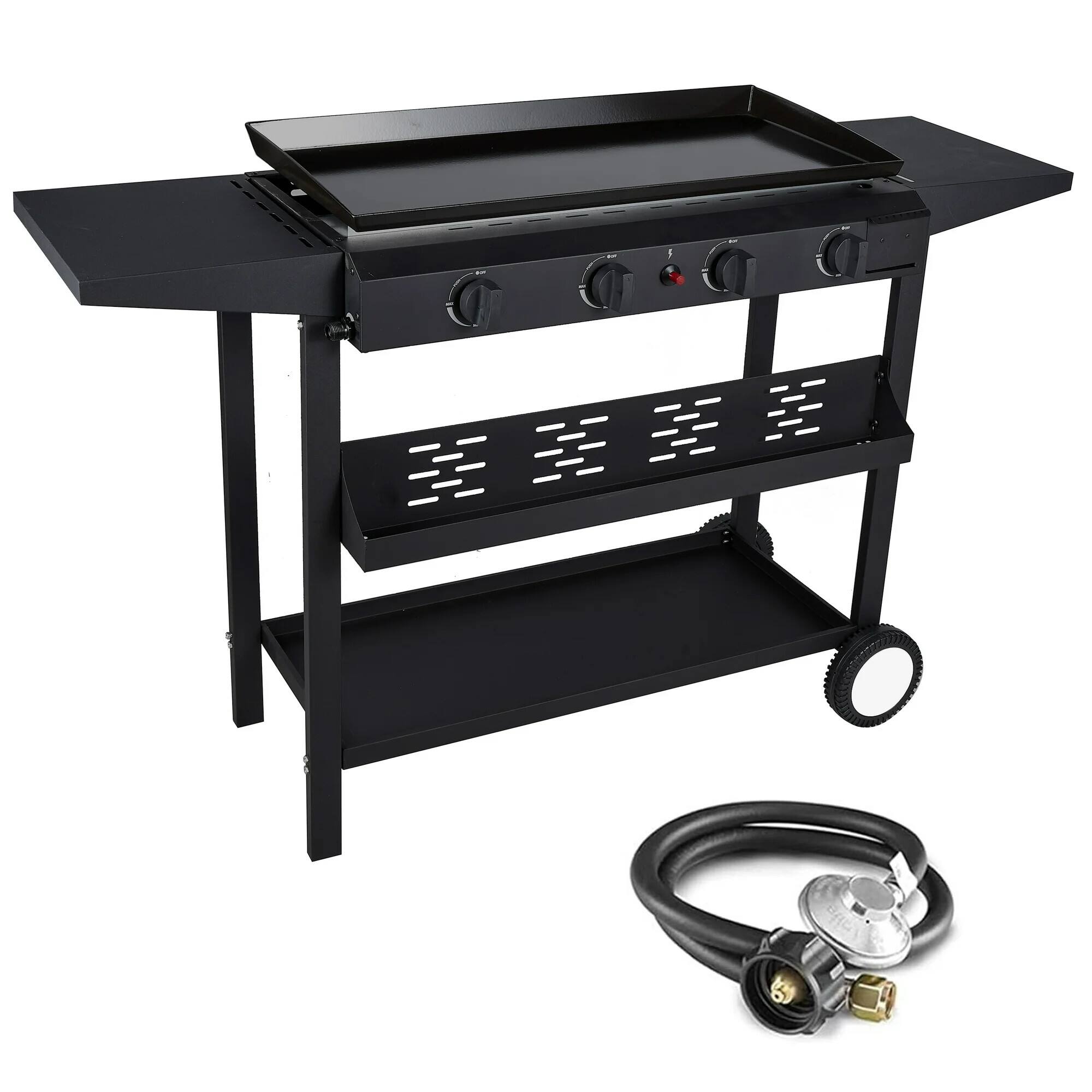 SKONYON 4 Burner Propane Gas Griddle Flat Top Grill with Side Shelf for ...