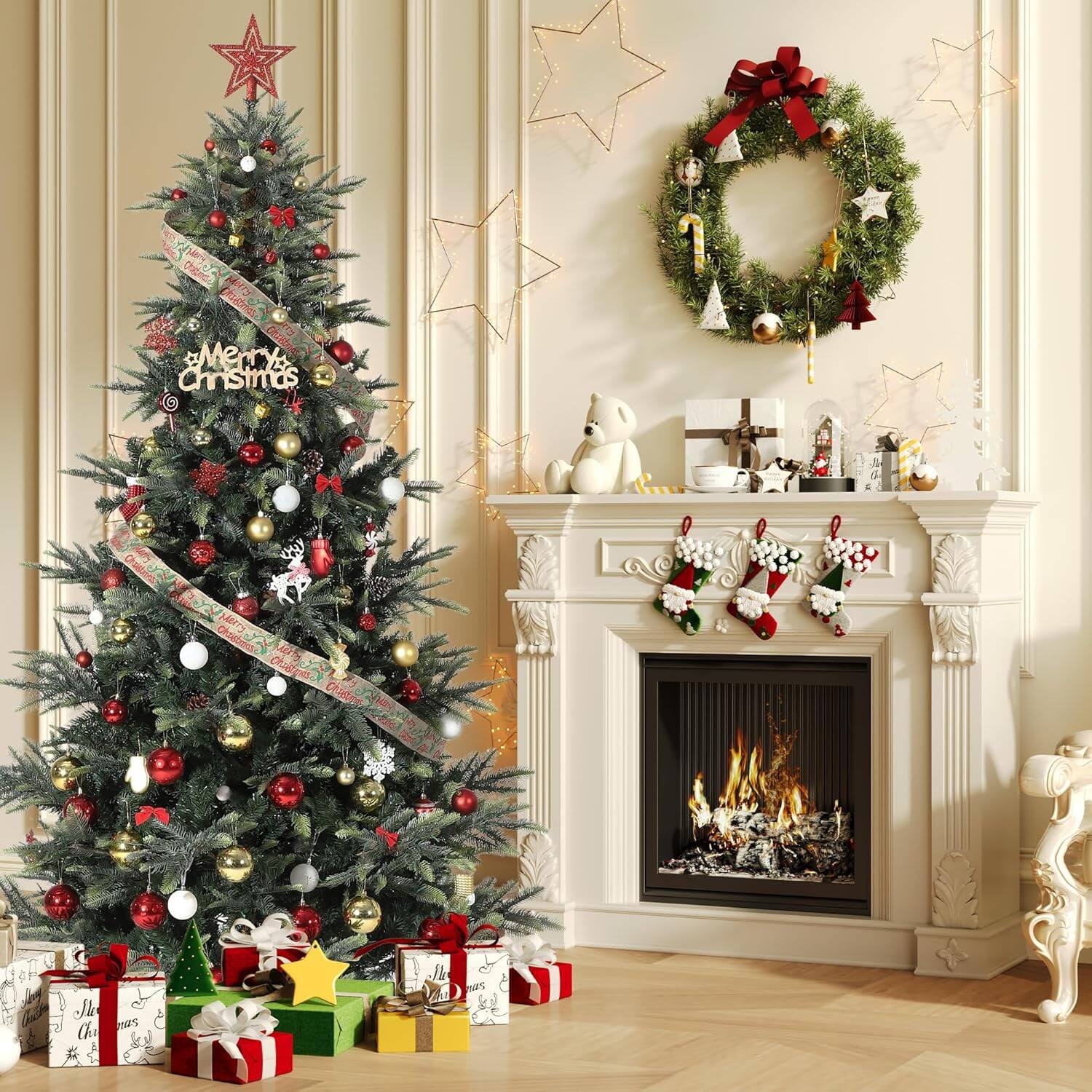 GARVEE Pre Lit Artificial Christmas Tree, Spruce Tree for Home, Office ...