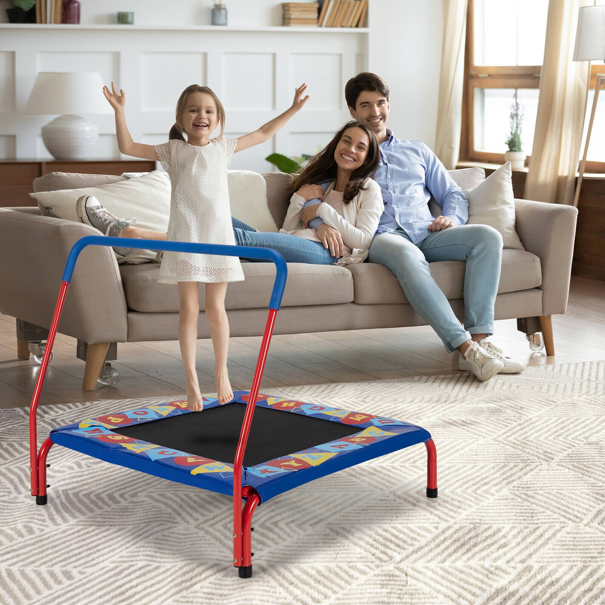 Gymax 36'' Kids Square Trampoline Indoor Outdoor Rebounder W/Foam ...