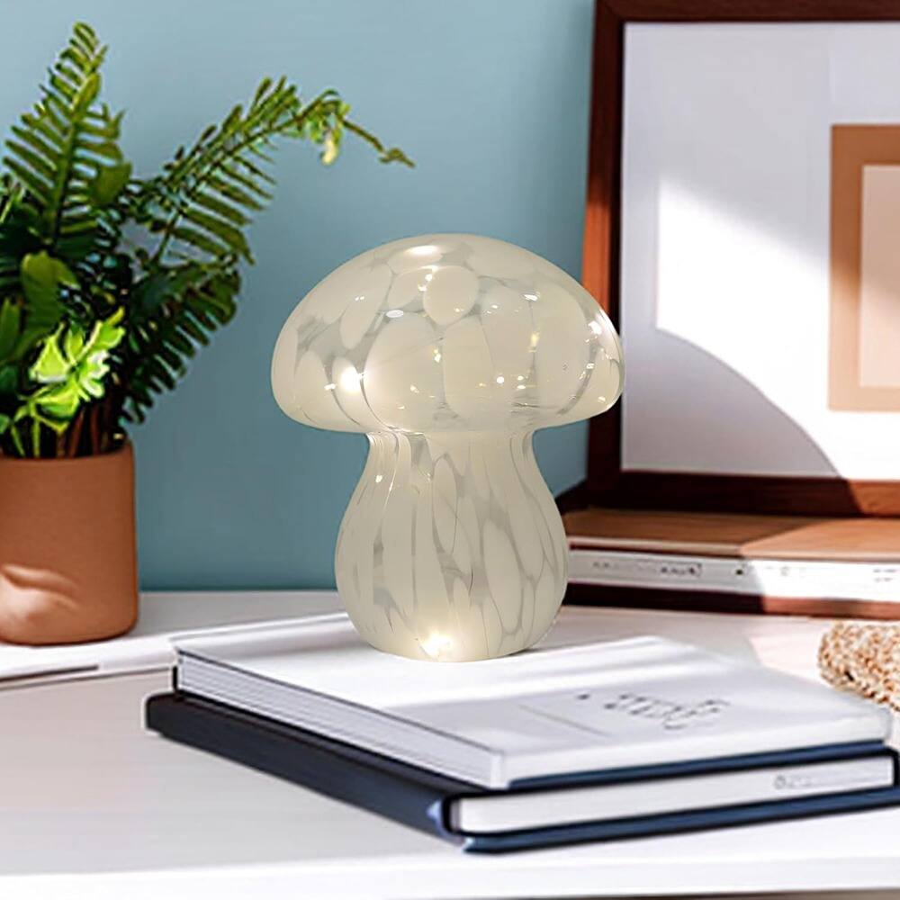 RTMB Mushroom Table Lamp – White Glass Design, Cute Night Light, Bulb ...