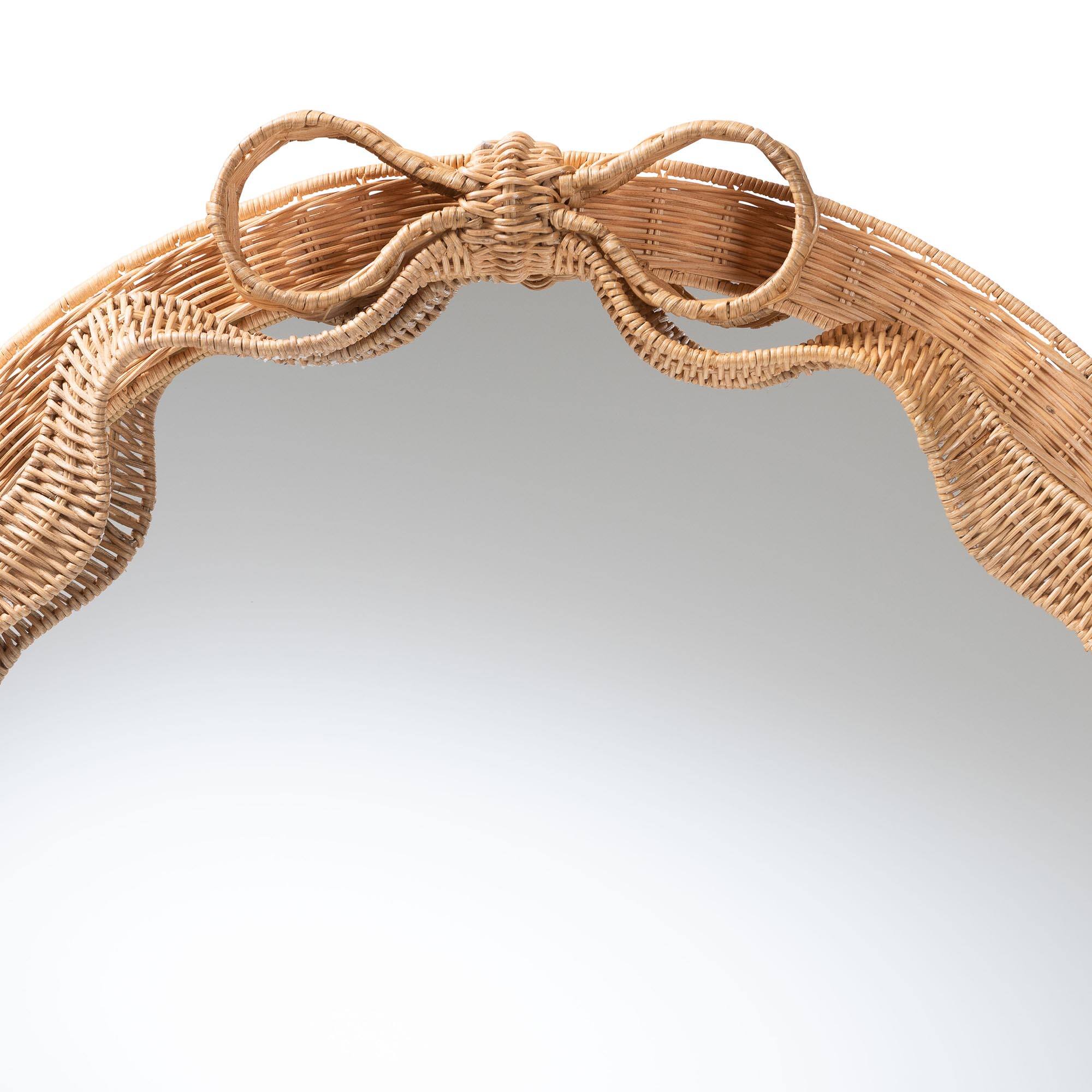 bali & pari Creusa Natural Rattan Round Wall Mirror Handwoven Wicker ...