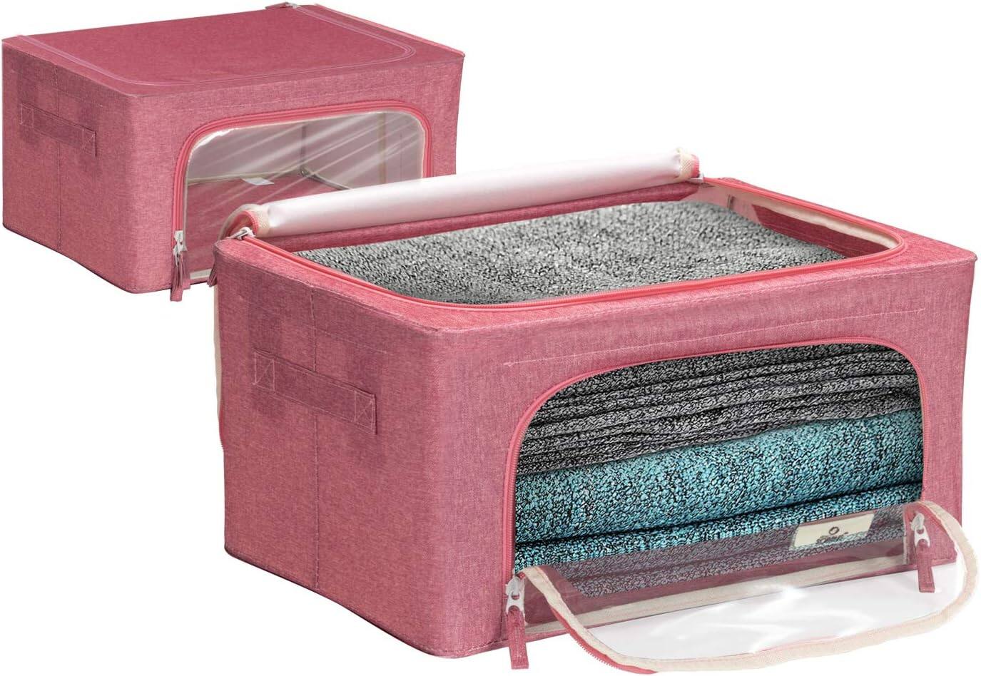 Sorbus Storage Bins with Metal Frame, Stackable & Foldable Clothes ...