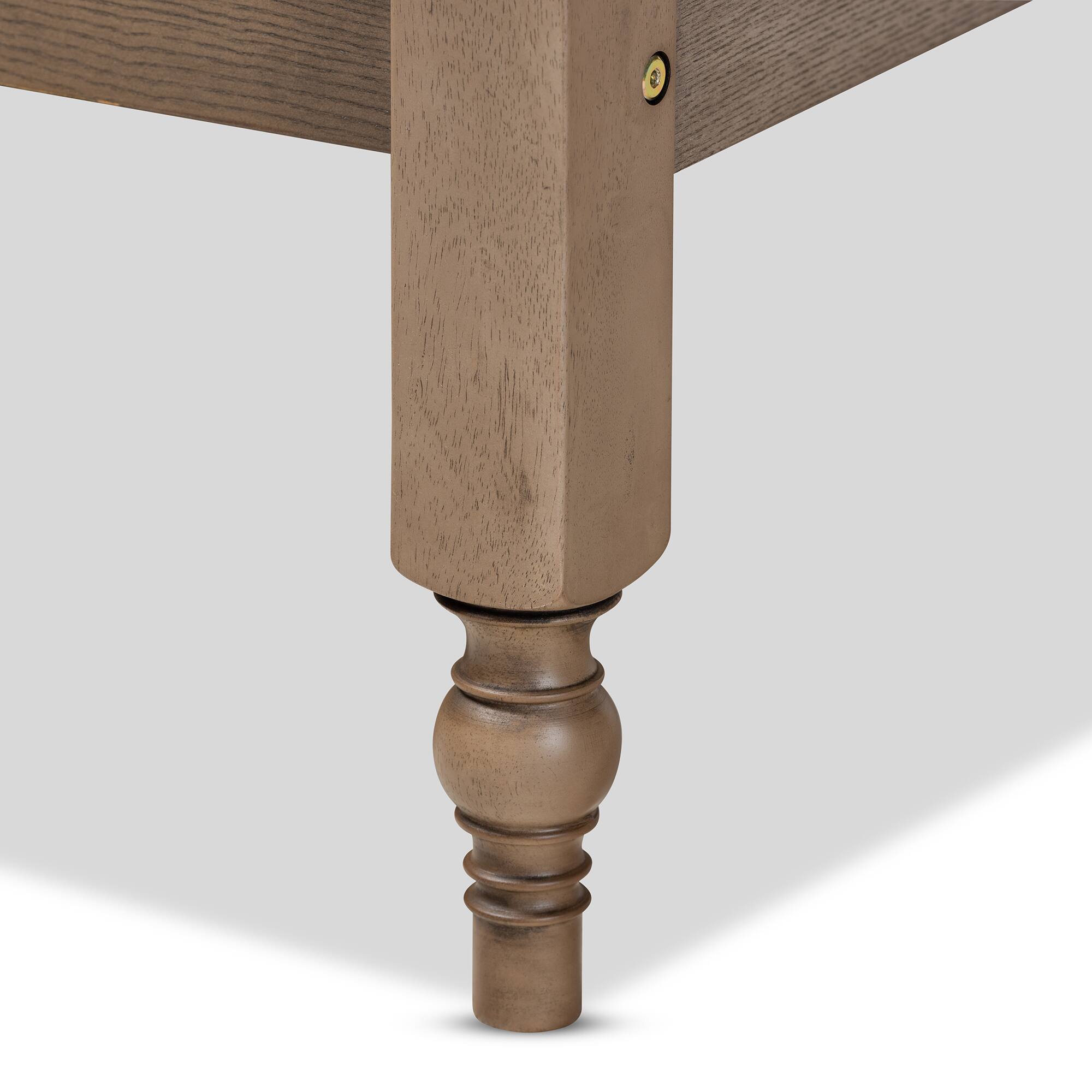 Baxton Studio Laure French Bohemian Weathered Oak Finished Wood Platform Bed Frame Weathered ...