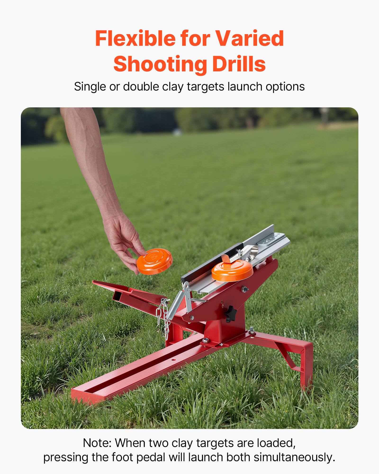 VEVOR Clay Target Thrower, 30+ Yards Single/Double Clay Pigeon Thrower ...