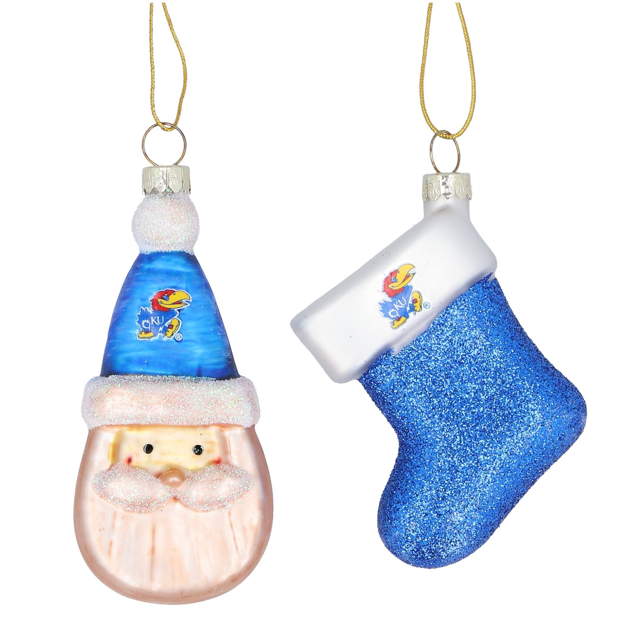 The Memory Company Kansas Jayhawks Two Pack Santa & Stocking Blown ...