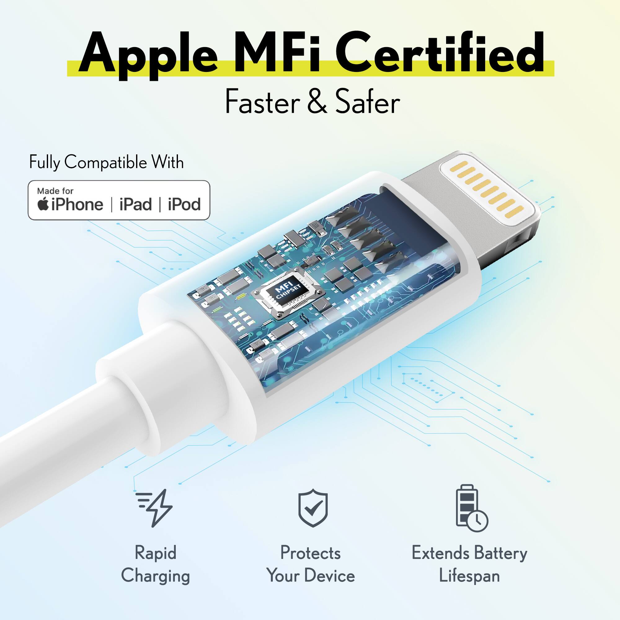 Overtime Apple MFI Certified USB to Lightning 6ft Cable, Fast Charging ...