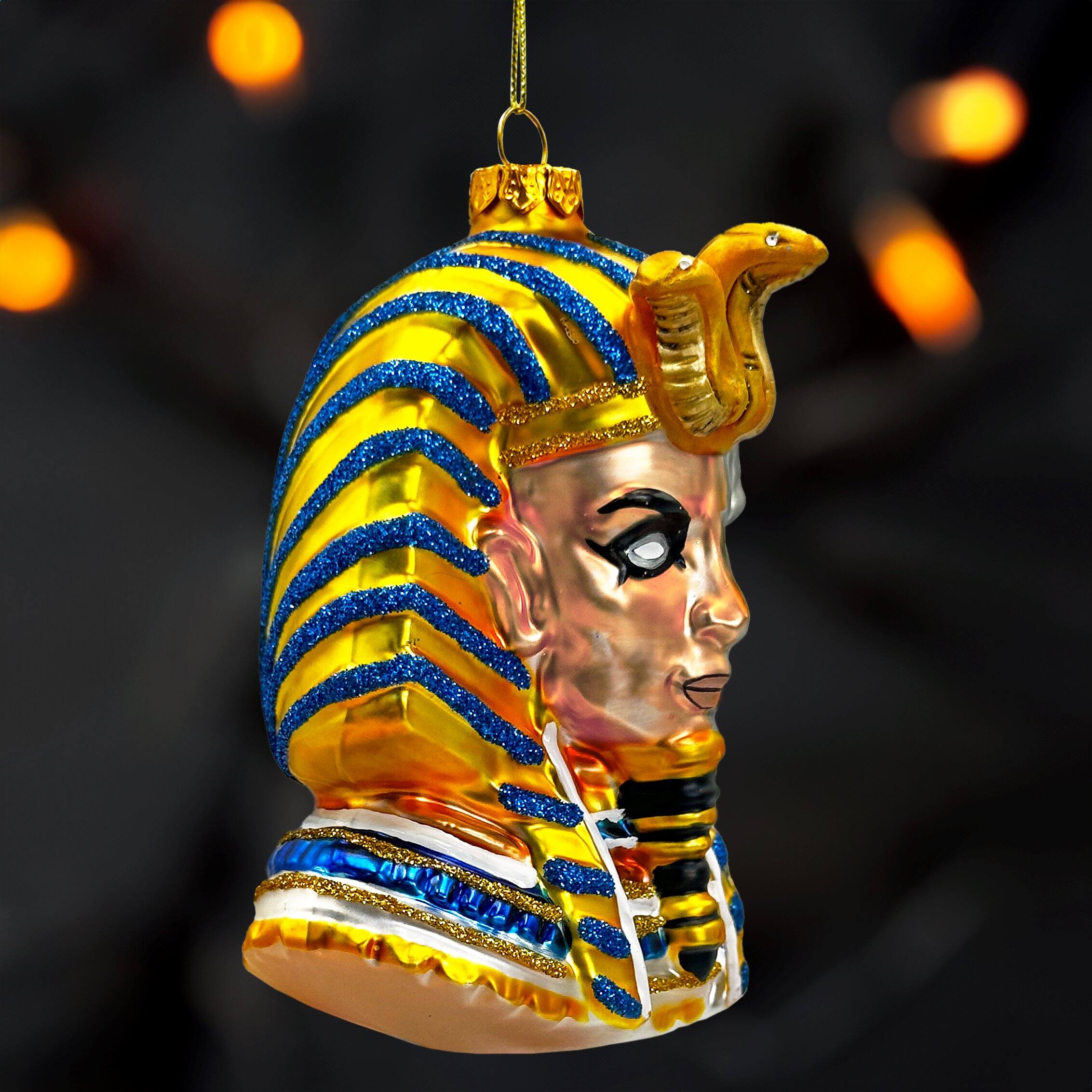 OrnamentallyYou Evil Egyptian Pharoah Half Skull Head Glass Ornament ...