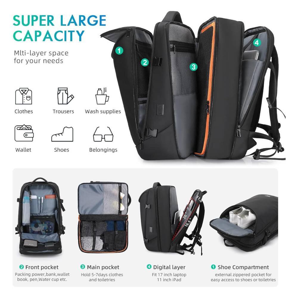 Circus Cirle Expandable Water Resistant Business Backpack Black CC ...