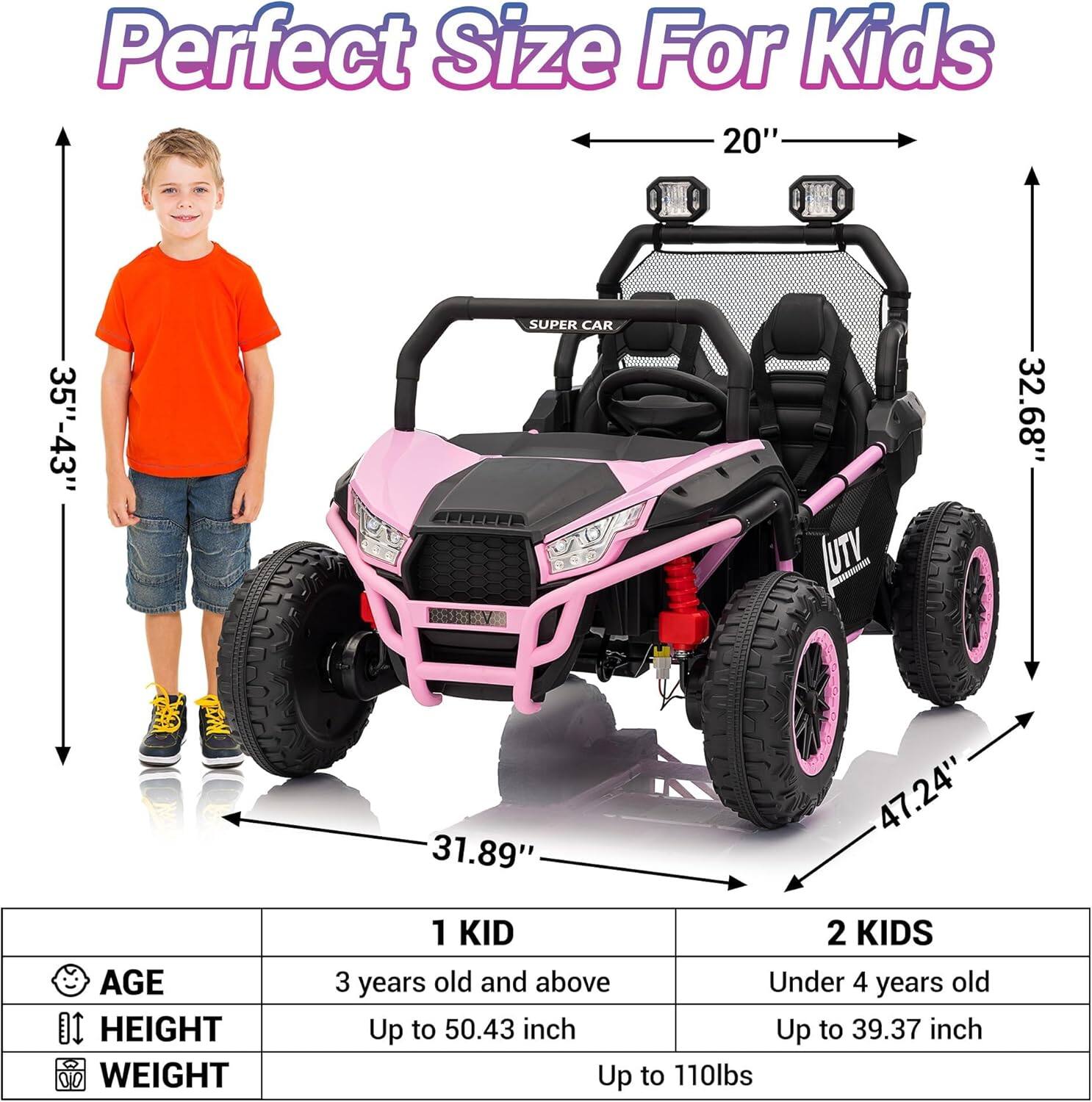 Acekool 24V 2 Seater Ride On UTV Electric Car with Remote Control ...