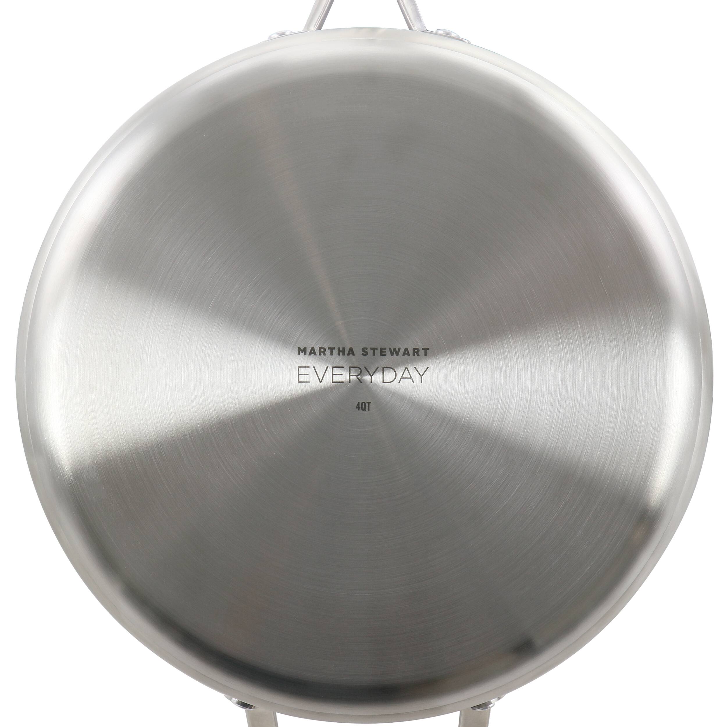 Martha Stewart Everday Midvale 4 Quart Stainless Steel Saute Pan with ...