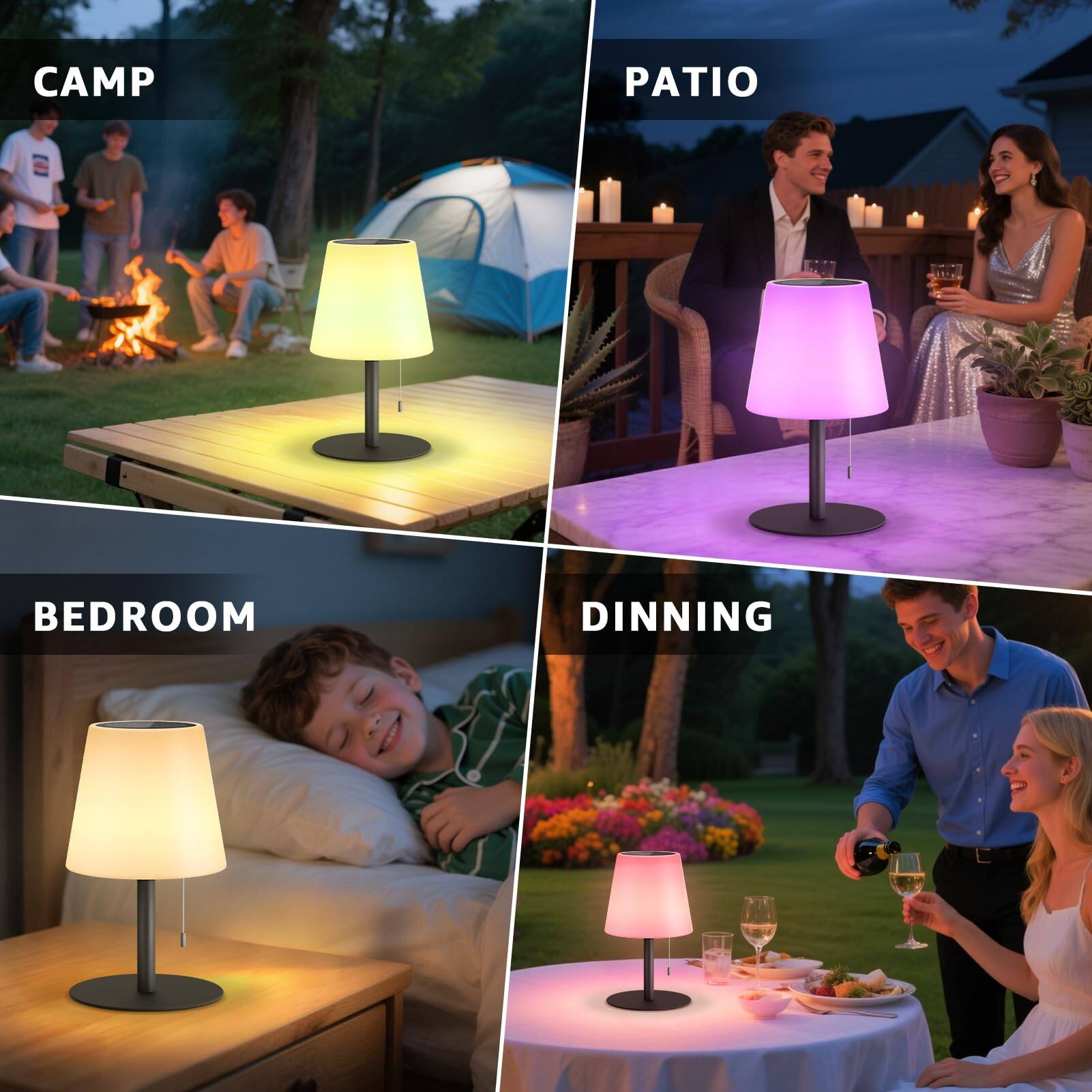 Dazzling Pops uuffoo Solar Table Lamp Cordless Rechargeable Outdoor ...