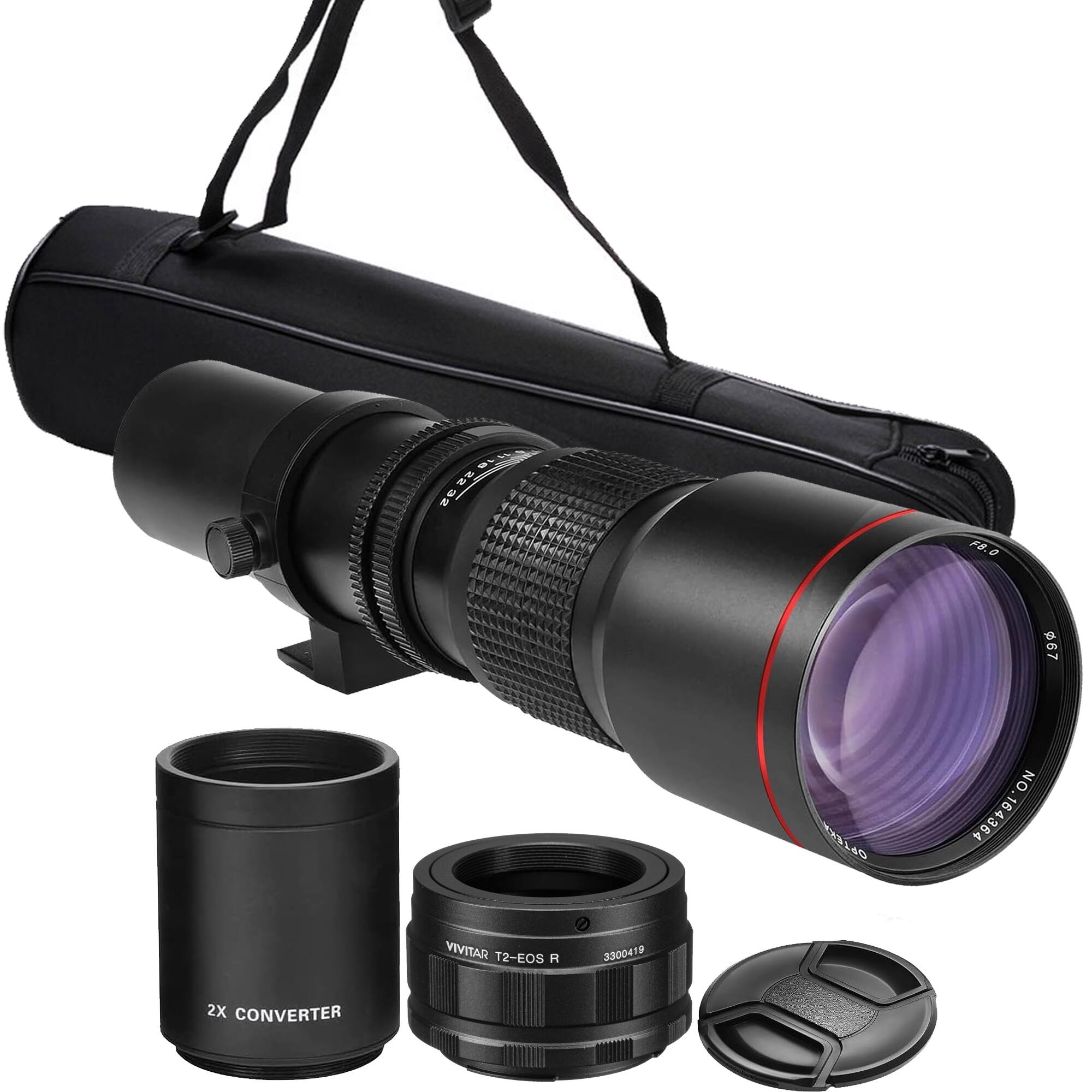 Bower 500mm/1000mm f/8 Manual Telephoto Lens for Canon EOS R100 R10 R50 ...