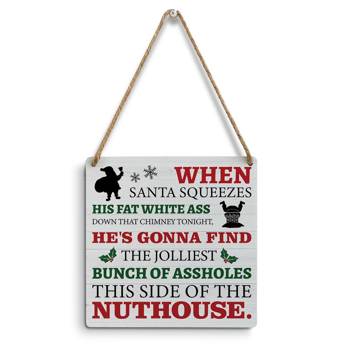 Paradigms Interiors - Funny Christmas Wall Art Signs - Farmhouse Wooden ...