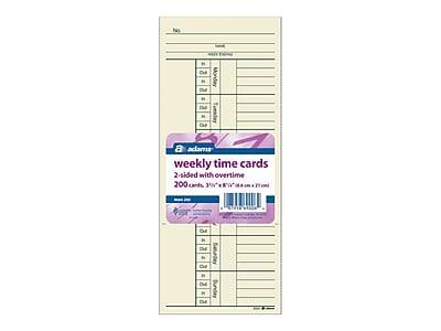 Adams Time Cards for Acroprint 125, ES700, ES900, ESP180 Time Clock ...