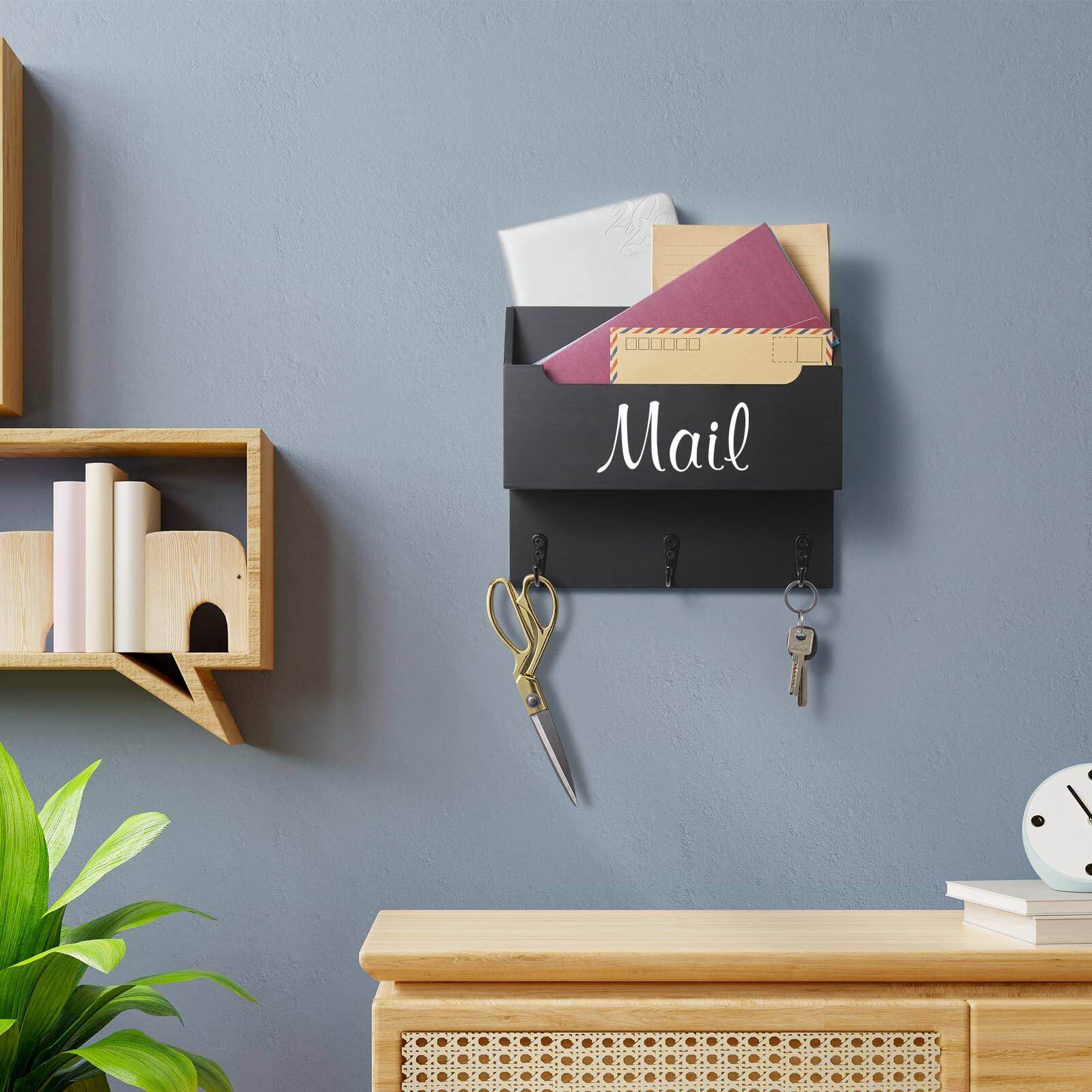 Dapper Styles Mail Organizer Wall Mounted Wooden Sorter Key Holder For ...