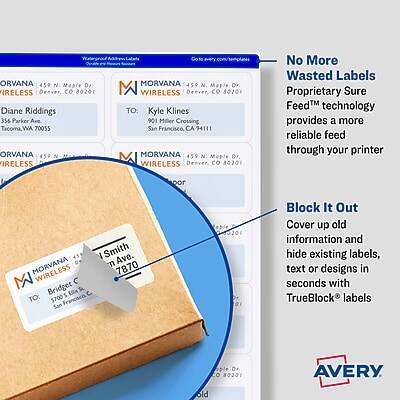 Avery TrueBlock Laser Shipping Labels, 2 1/2" x 4", 200 Labels/Pack ...