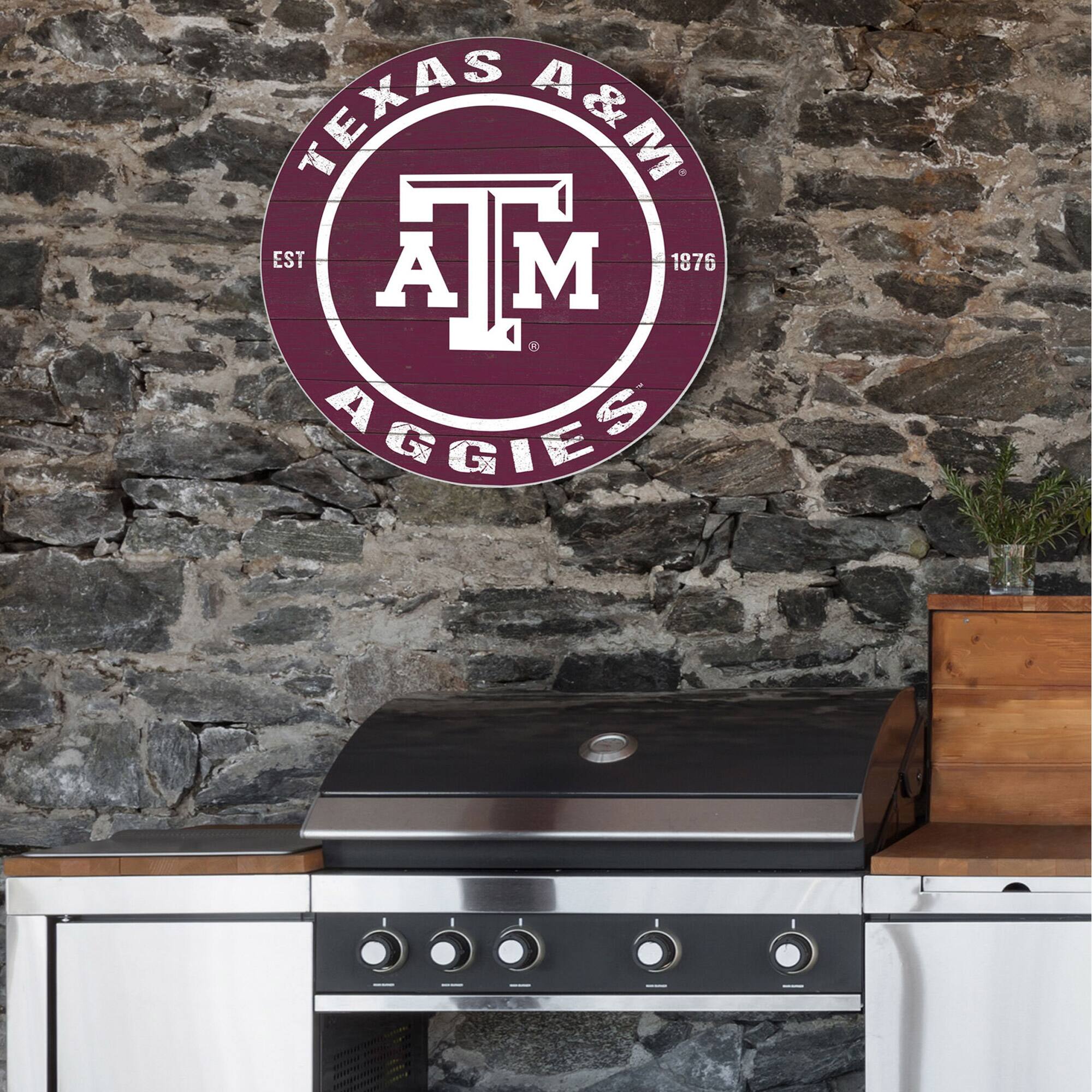 Jardine Texas A&M Aggies 20'' x 20'' Indoor/Outdoor Circle Sign Maroon ...