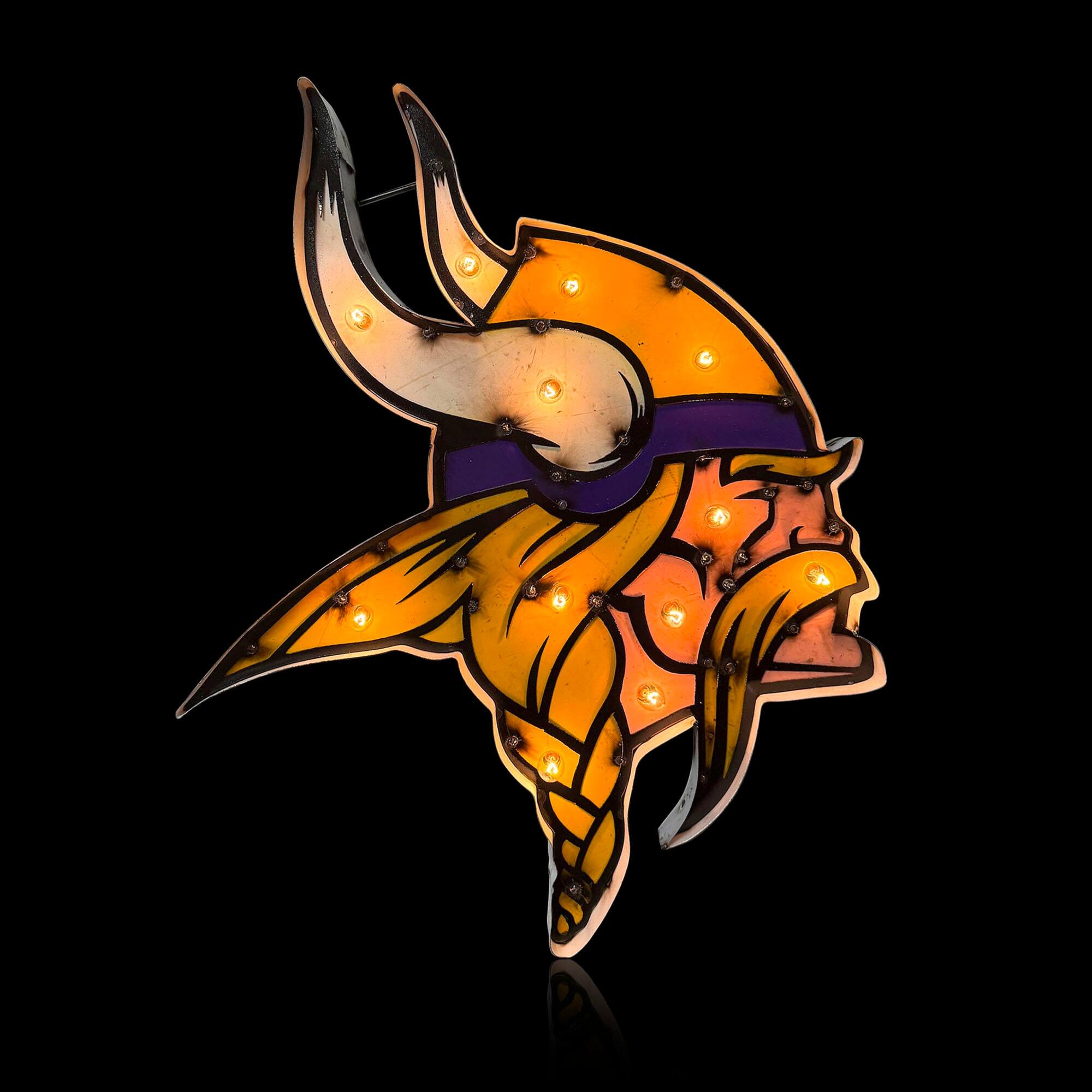 Imperial Minnesota Vikings Logo Lighted Recycled Metal Sign Purple ...